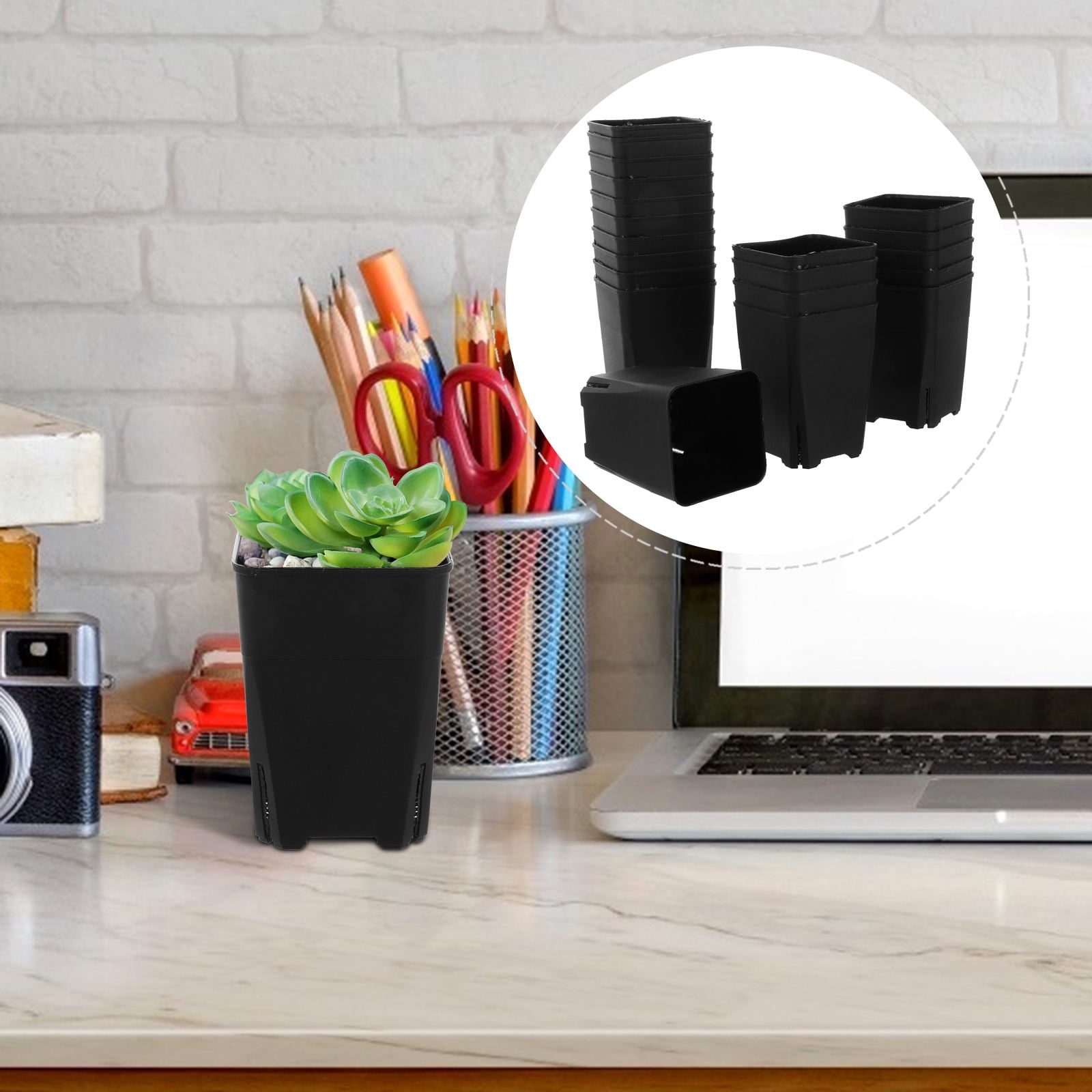 WHAMVOX 20 Pcs outside Square Flower Pot Flower Bonsai Bowl Square Pots ...