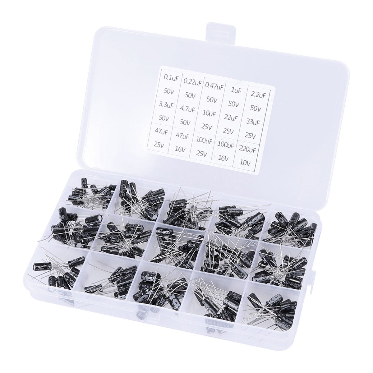 WHAMVOX 200 PCS/Set Capacitor Assortment Kit Aluminum Electrolysis ...