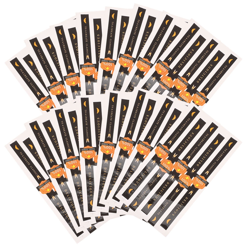 WHAMVOX 200 Pcs Handmade Baking Seal Stickers Long Label Bakery Stickers Self-Adhesive Lollipop ...