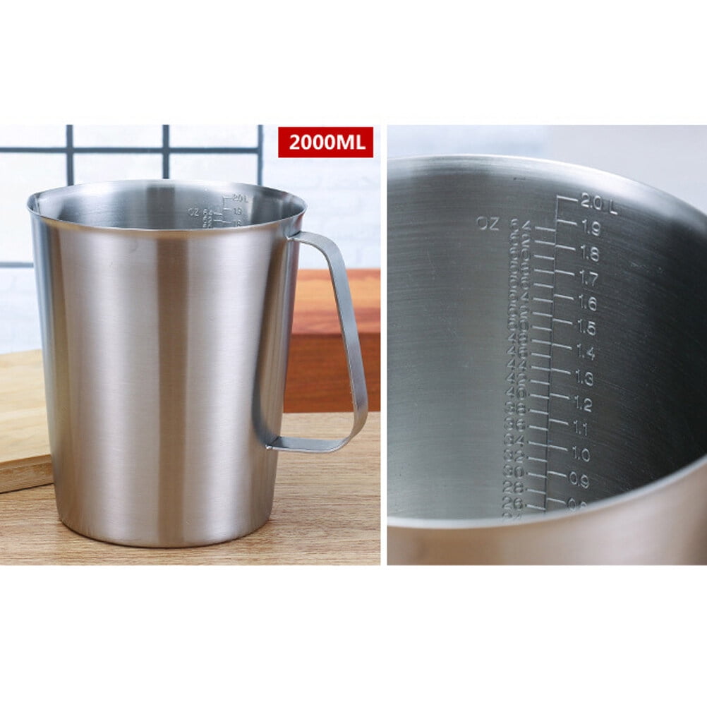 WHAMVOX 2000ML 304 Stainless Steel Measuring Cup Thicken Coffee Cup with Scales High Capacity ...