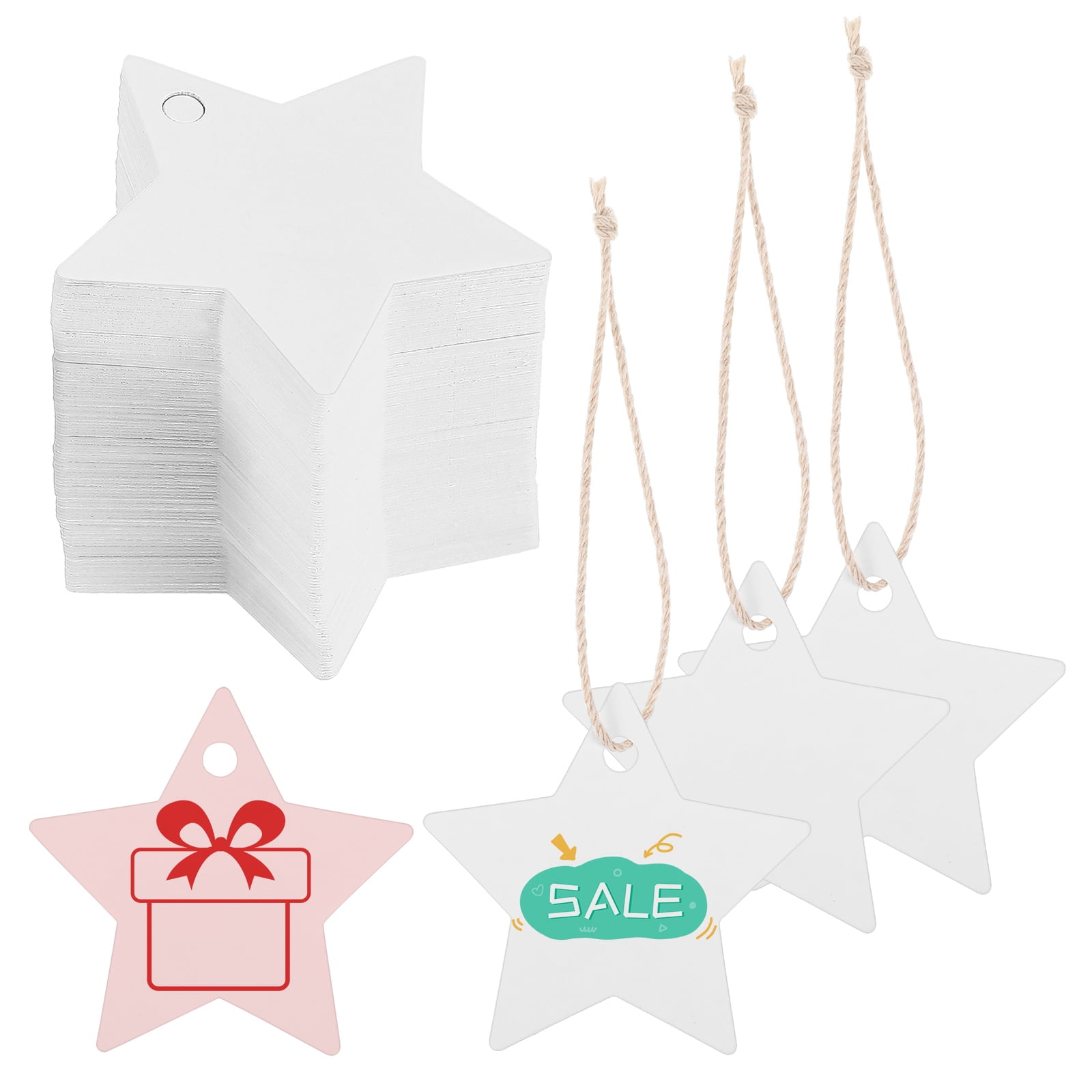 WHAMVOX 200Pcs Star Pattern Cardstock Blank Tags for Presents and ...