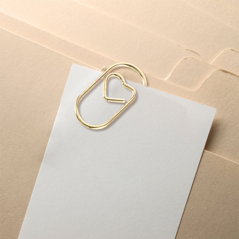 WHAMVOX 200pcs Paper Clips Love Heart Shaped Paperclips Steel Paper ...