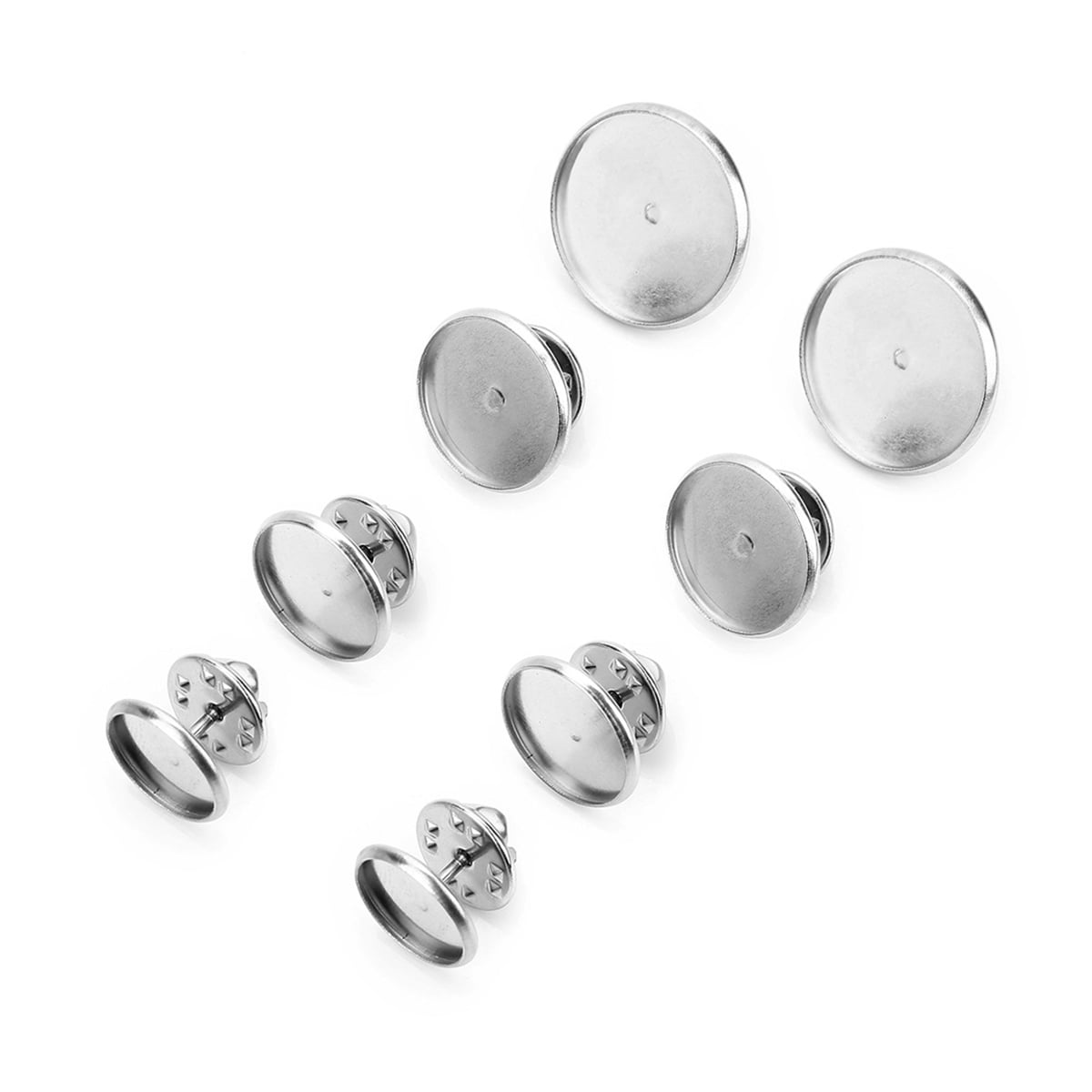 WHAMVOX 20Pcs DIY Brooch Accessories Stainless Steel Round Plates Clasp ...