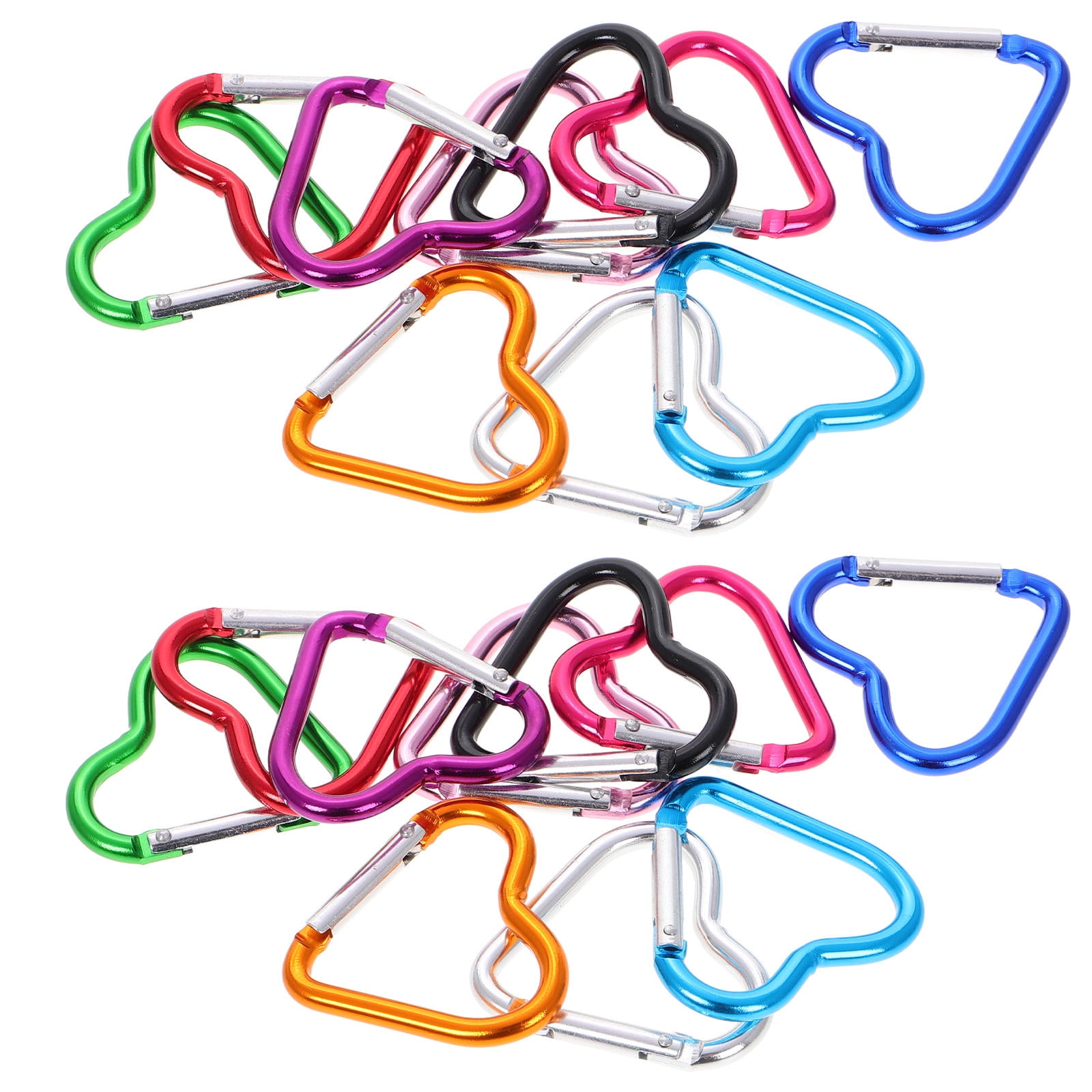 WHAMVOX 20pcs Heart Carabiner Clip Heart Shaped Key Ring Cute Carabiner ...