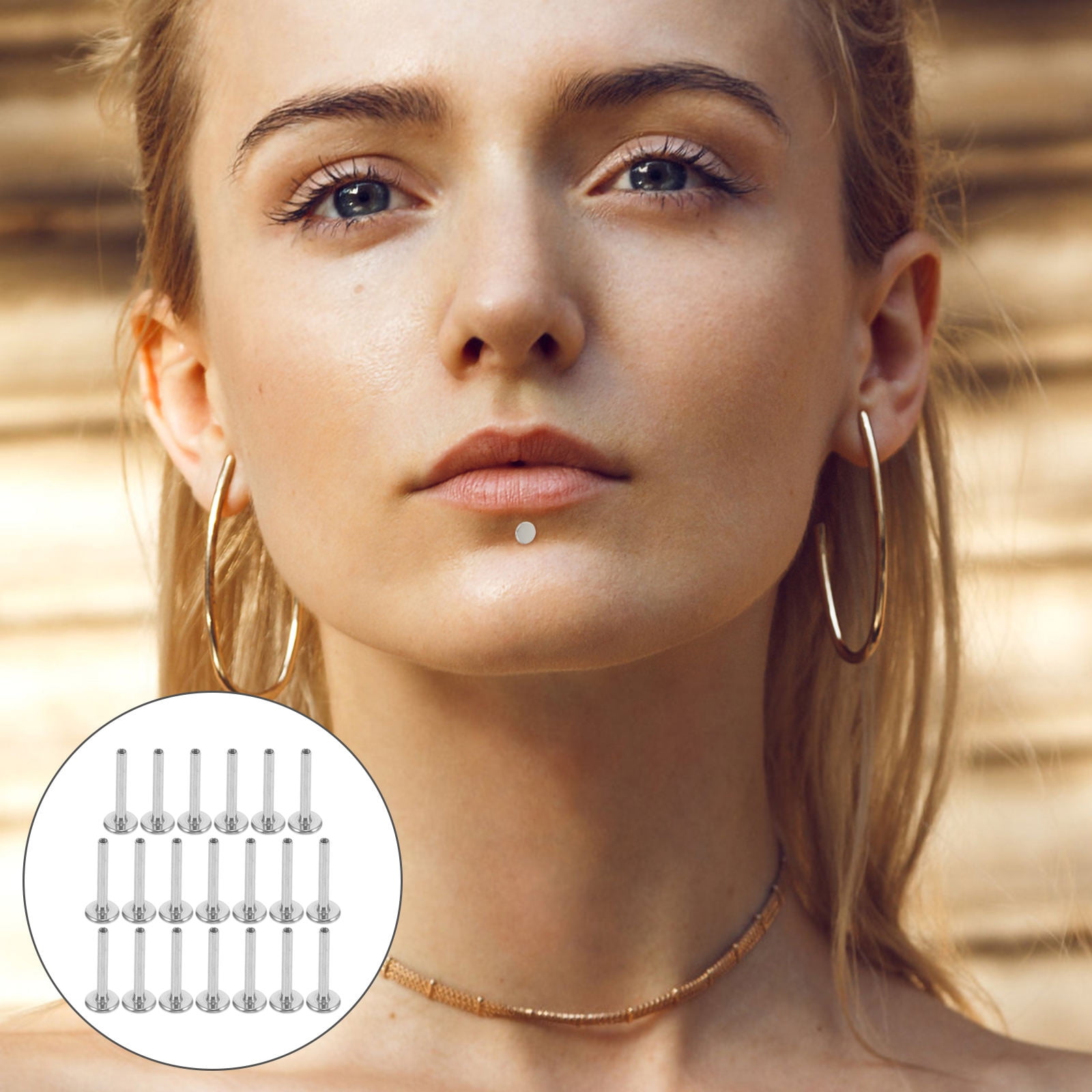 WHAMVOX 20pcs Labret Parts Piercing Lip Lip Metal Lip Piercing Studs ...