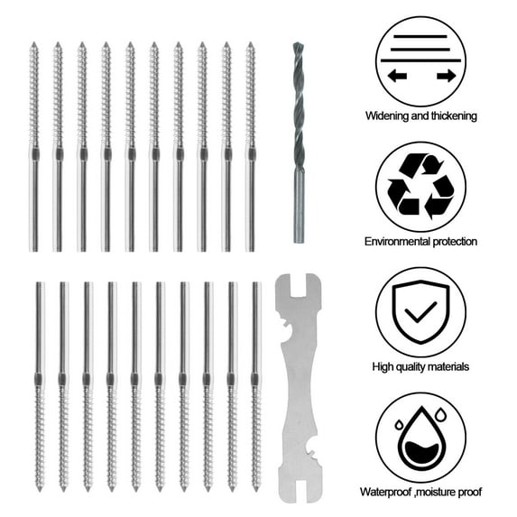 WHAMVOX 20pcs Stainless Steel Stair Deck Cable Railing Lag Screws ...