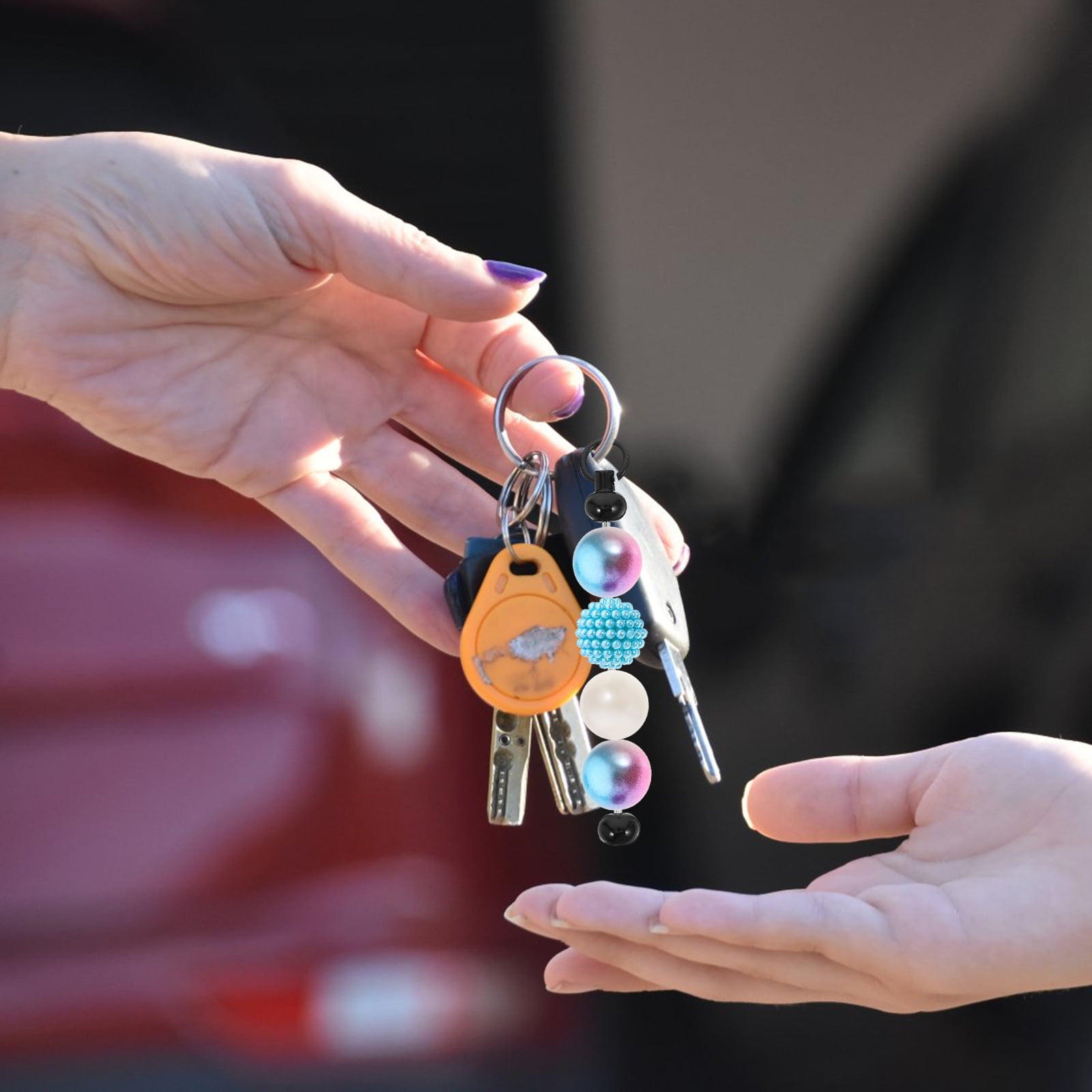 WHAMVOX 20pcs Unfinished Beaded Bar Key Chains Beadable Blanks Keychain ...