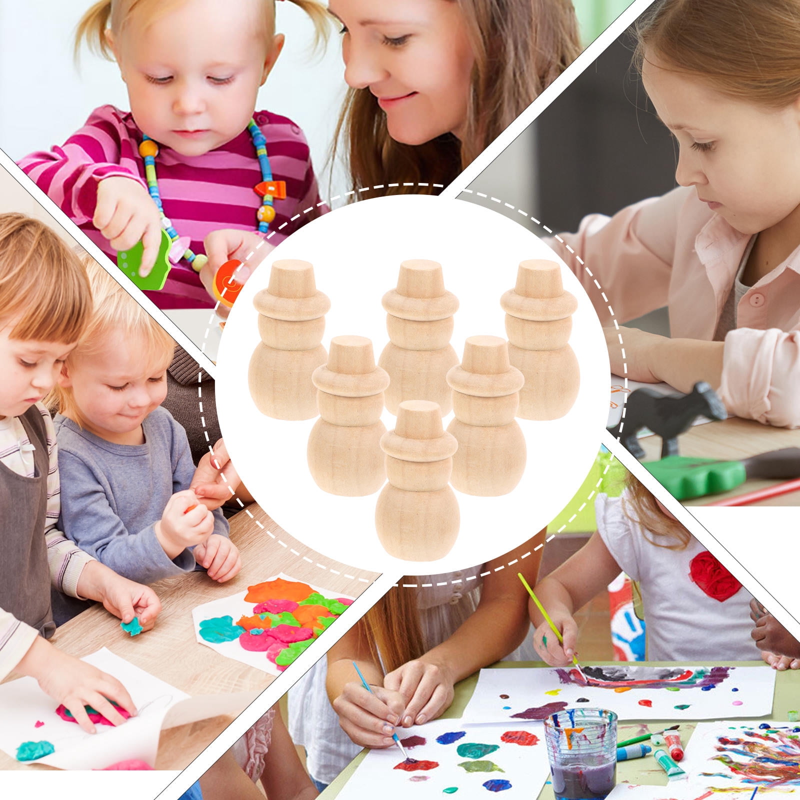 WHAMVOX 20pcs Unfinished Wooden Peg Dolls Peg People Wooden Figures Peg ...