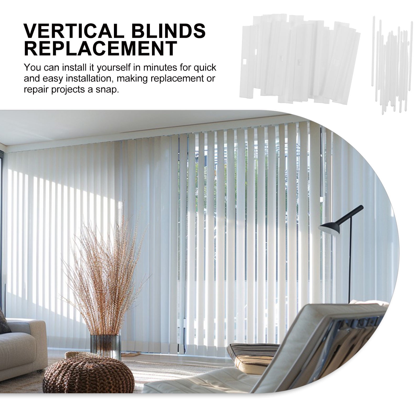 WHAMVOX 20pcs Vertical Blind Slats Replacement 89mm PVC Vertical Blind Hangers Blind Repair ...