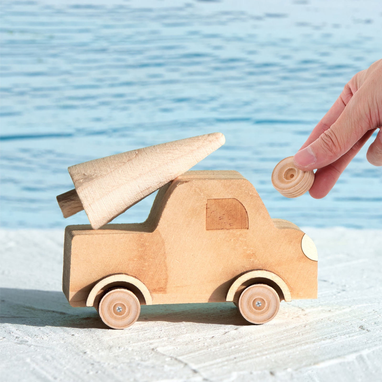 WHAMVOX 20pcs Wooden Wheels For Crafts And Diy Car Models Natural Wood ...