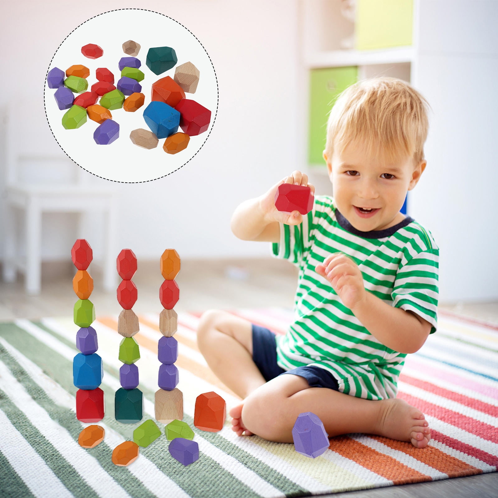 WHAMVOX 24 Pcs Blocks Building Preschool Child Colorful - Walmart.com