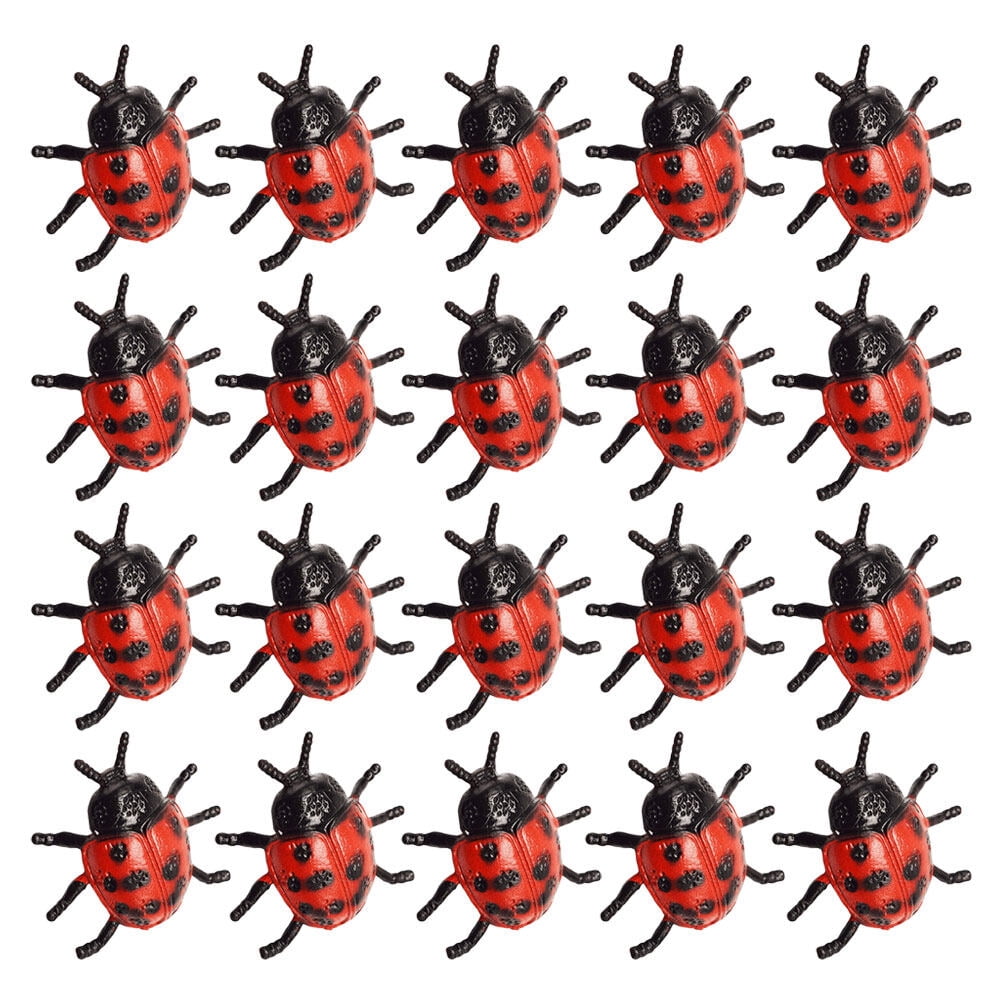 WHAMVOX 25 PCS Red PVC Simulation Ladybird Insect Toy for Tricky Pranks ...
