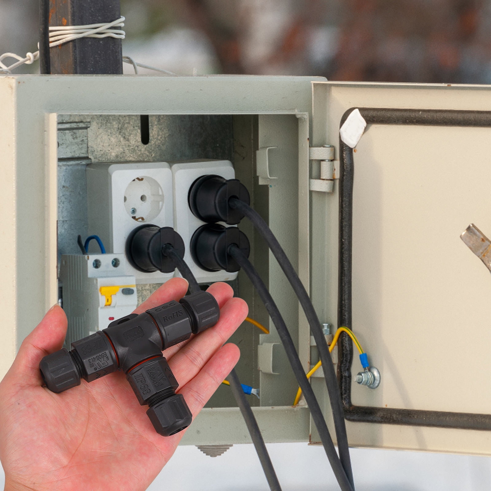 WHAMVOX 2PCS IP68 T Model Junction Box Cable Connector Waterproof ...