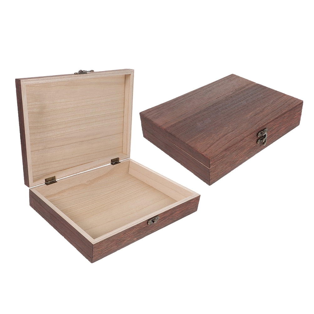 WHAMVOX 2PCS Wood Storage Box with Hinged Lid Vintage Wooden Decorative ...