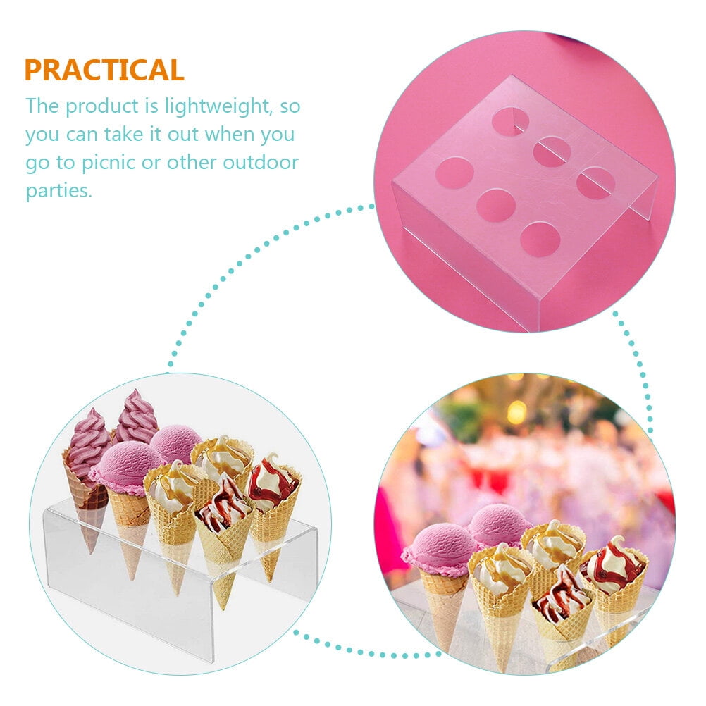 WHAMVOX 2Pcs Ice Cream Cone Holder Clear Ice Cream Stand Sushi Display ...