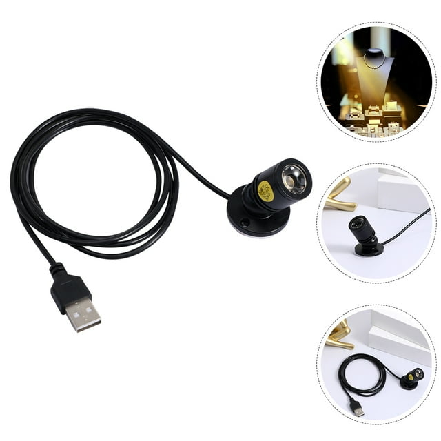 WHAMVOX 2Pcs Small Spotlight Standing Spotlight Jewelry Showcase Rotatable LED Small Spotlights ...