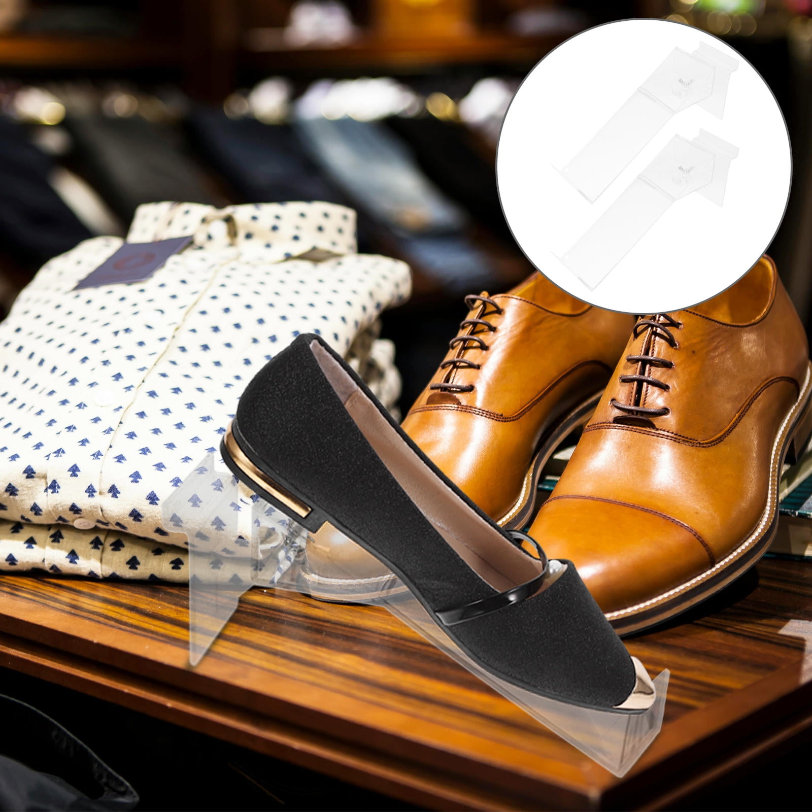 WHAMVOX 2Pcs Transparent Shoe Display Rack Holder Plastic Shoe Display ...