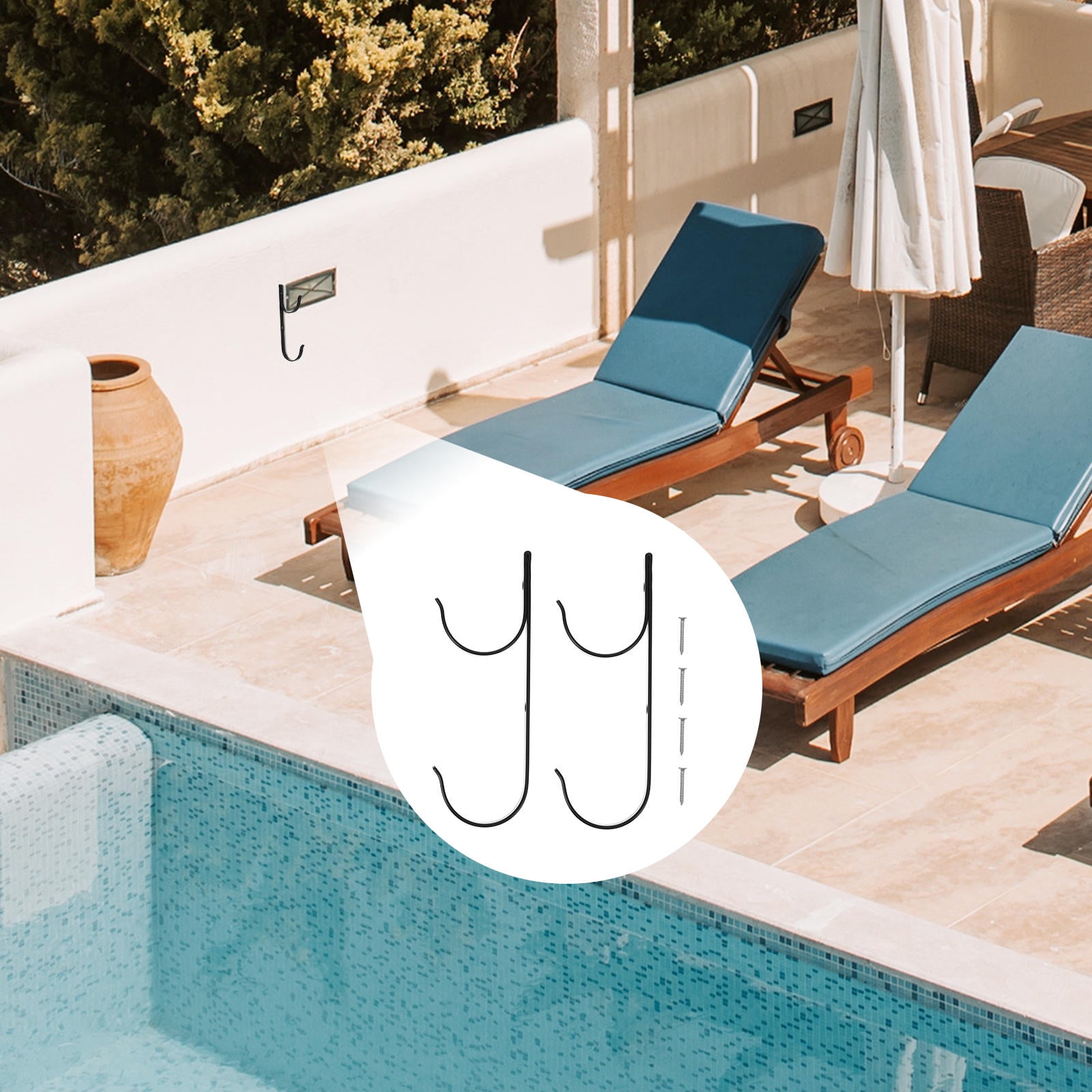 WHAMVOX 2Set Black Aluminum Alloy Pool Rod Hanging Rack for Swimming ...