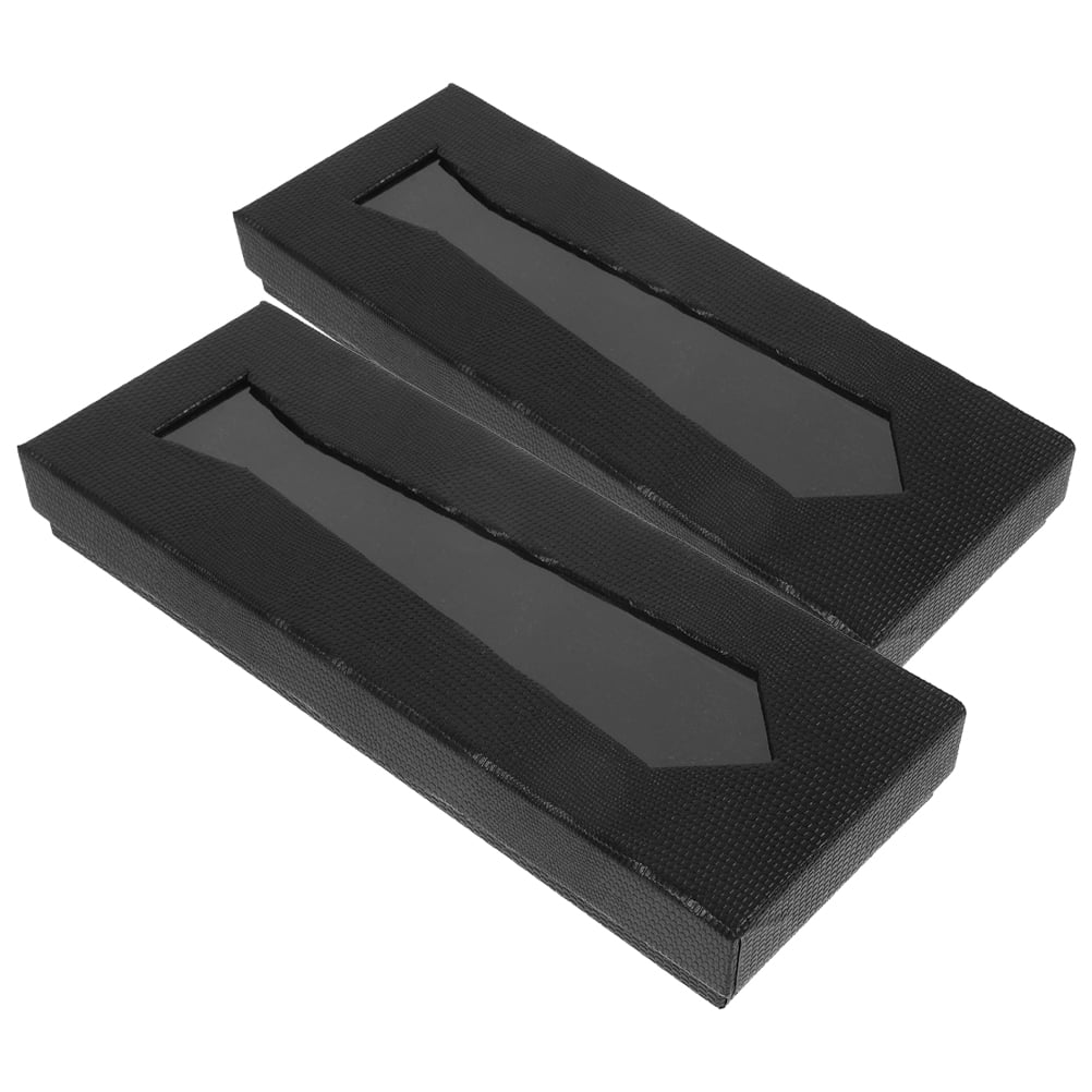 WHAMVOX 2Set Cardboard Tie Boxes for Neckties Black Rectangular Shape ...