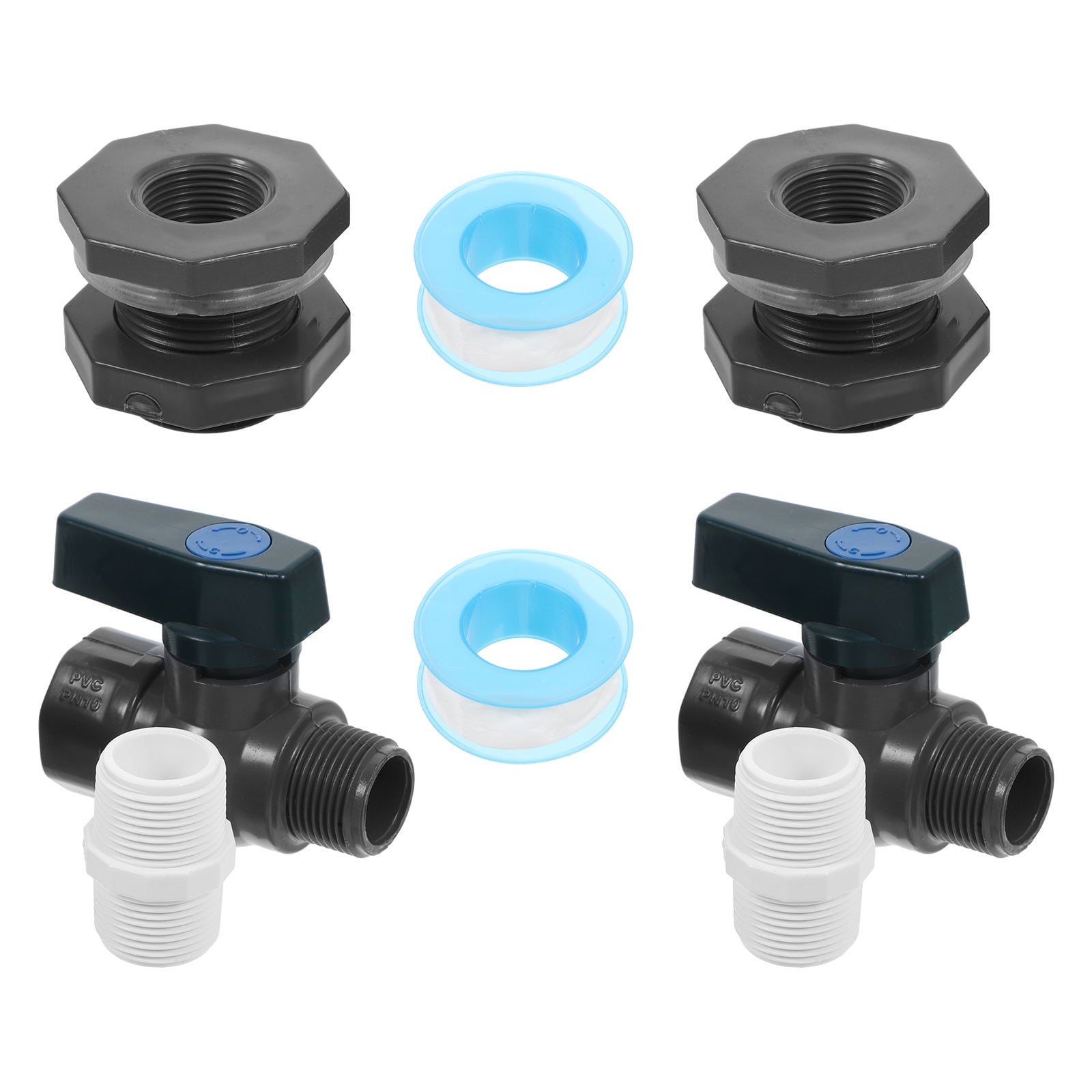 WHAMVOX 2Set Rain Barrel Spigot Kit 3/4 PVC Garden Diverter Kit with ...