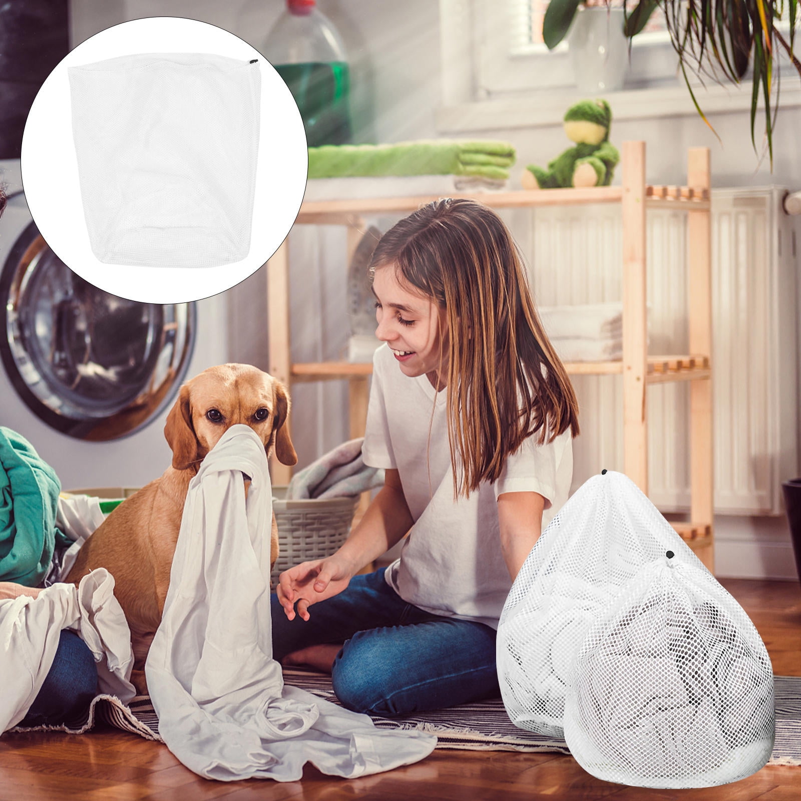 WHAMVOX 2Set White Polyester Laundry Pouches for Clothes Protection in ...