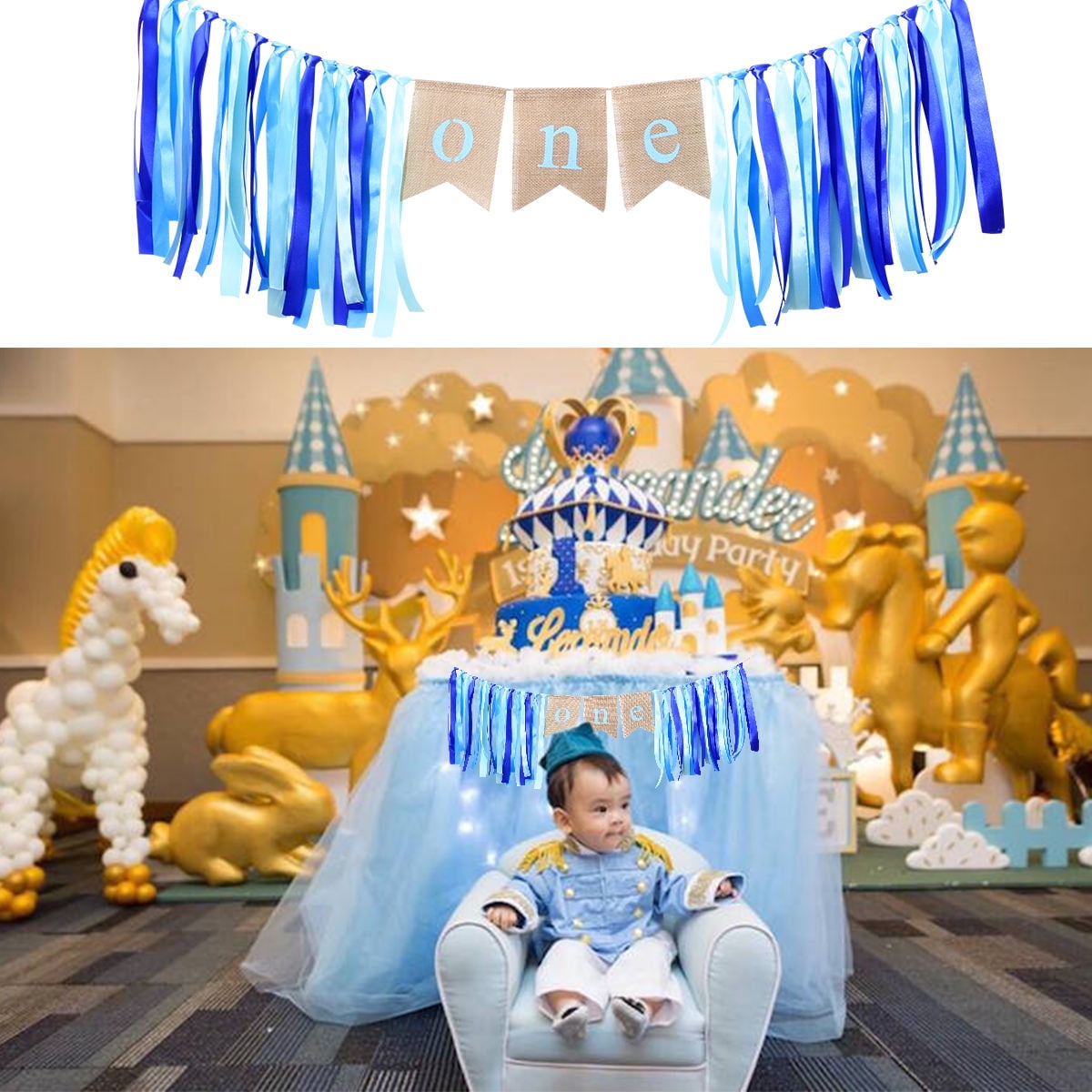 WHAMVOX 2m One Birthday Banner with Ribbon 1st Birthday Decorations ...