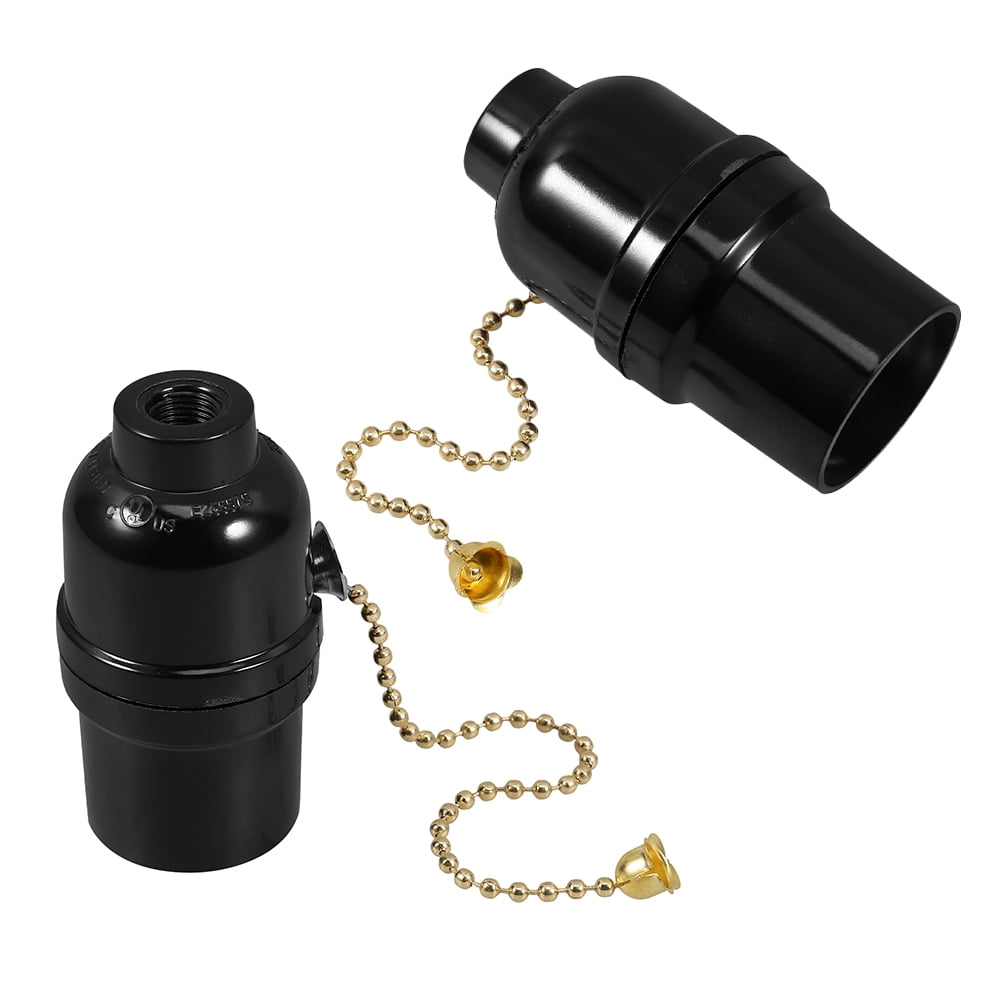 WHAMVOX 2pcs Lamp Head E27 Bakelite Lamp Holder with Pull Chain Switch ...