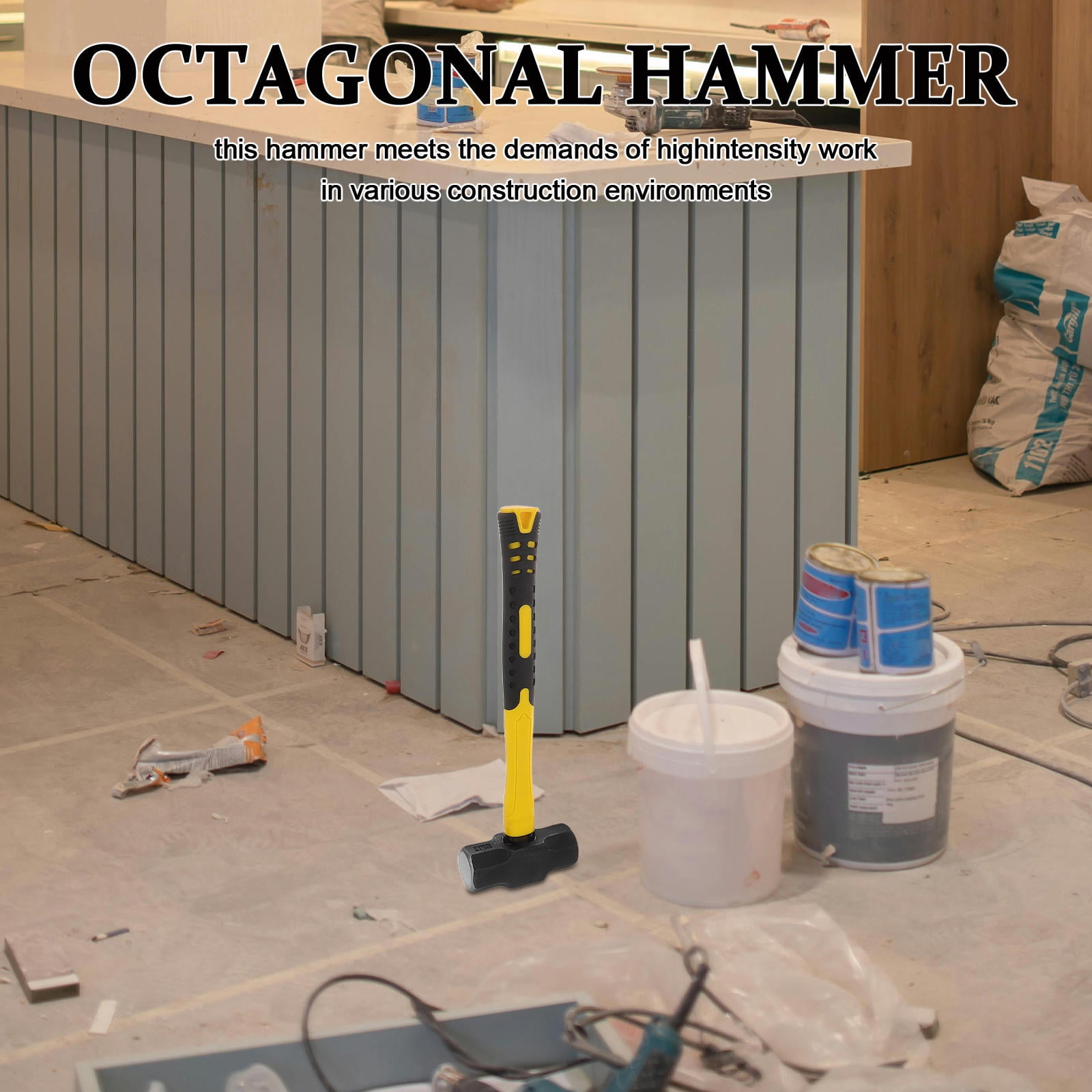 WHAMVOX 2pcs Metal Octagonal Hammer Builders Reinforced Handle High ...