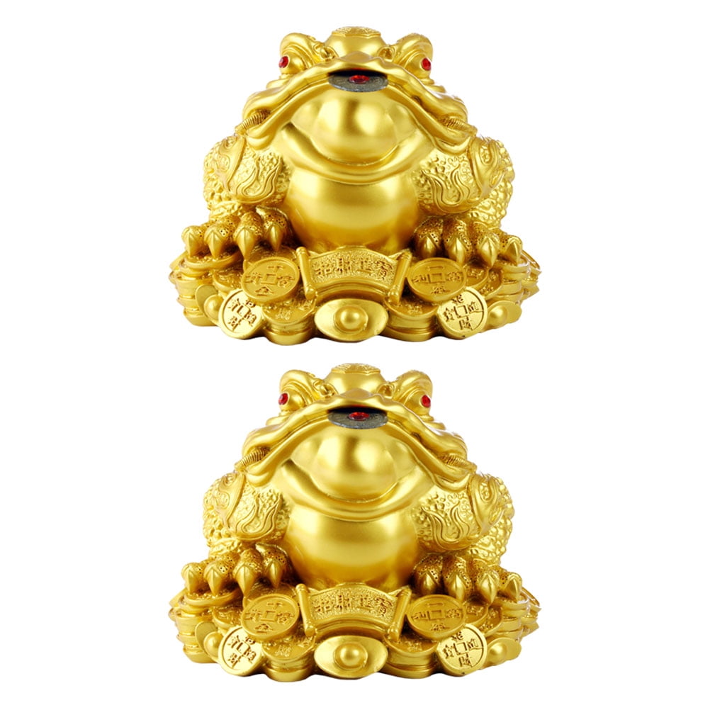 WHAMVOX 2pcs Money Toad Statues Wealth Frogs Statues for Cash Register ...