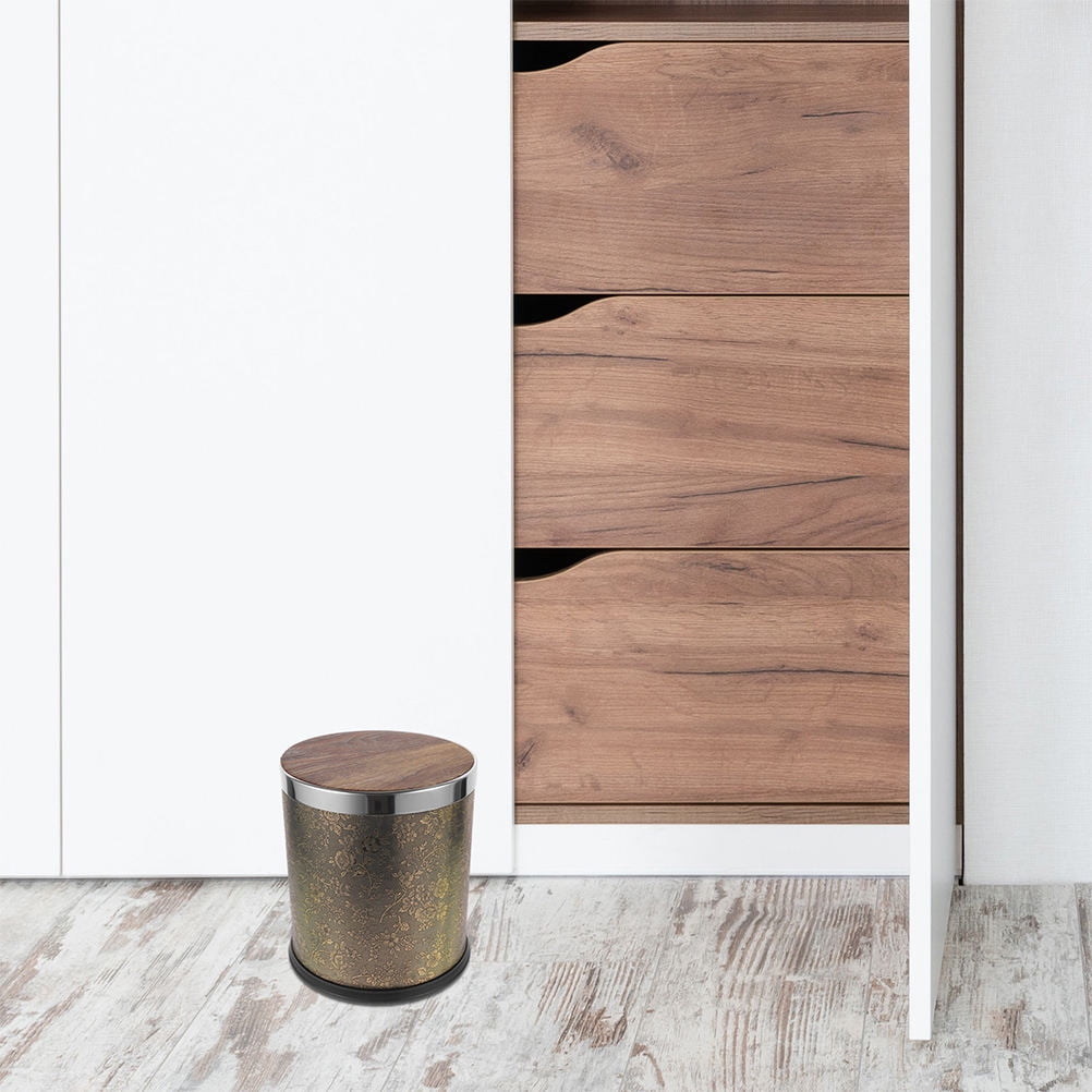 WHAMVOX 2pcs Plastic Trash Can Lids With Wood Grain Pattern Trash Can ...