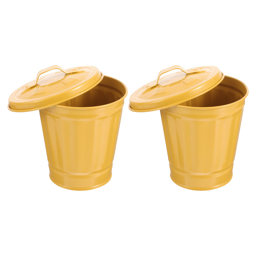 WHAMVOX 2pcs Small Desk Trash Cans Metal Trash Cans Iron Garbage ...