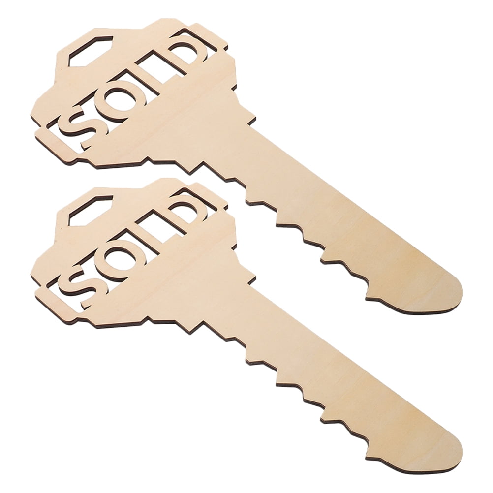 WHAMVOX 2pcs Sold Key Sign Blank Wooden Key Shaped Cutout Large Key ...