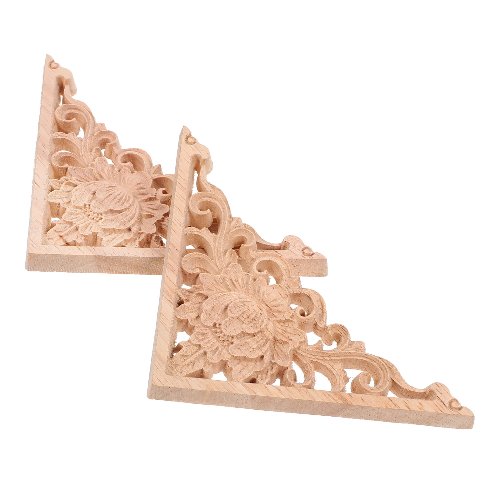 SEWCHICS Carved Onlay Applique Wooden Onlay Applique Khaki 2Pcs ...