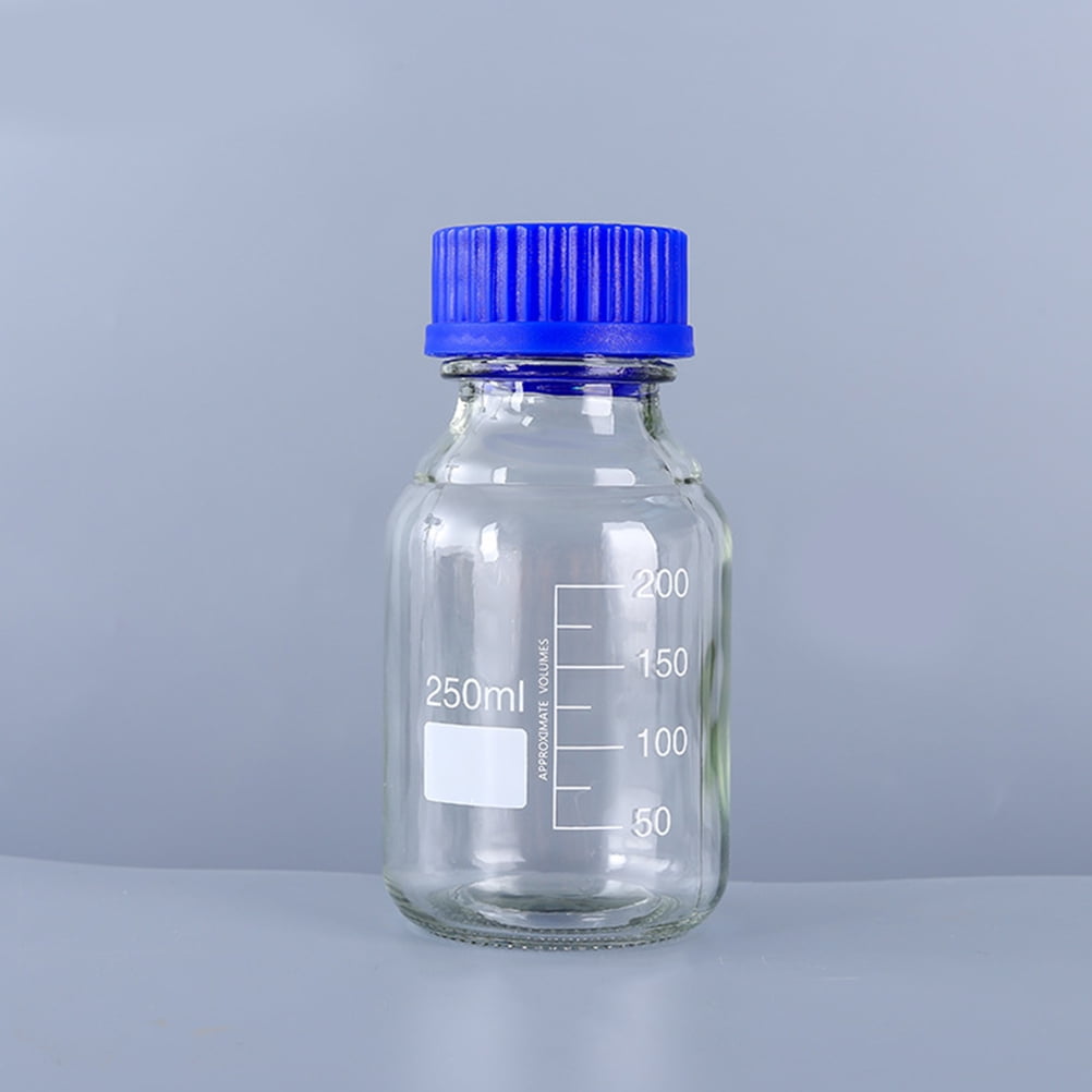 WHAMVOX 2pcs Wide Mouth Glass Reagent Bottles With Caps Laboratory ...