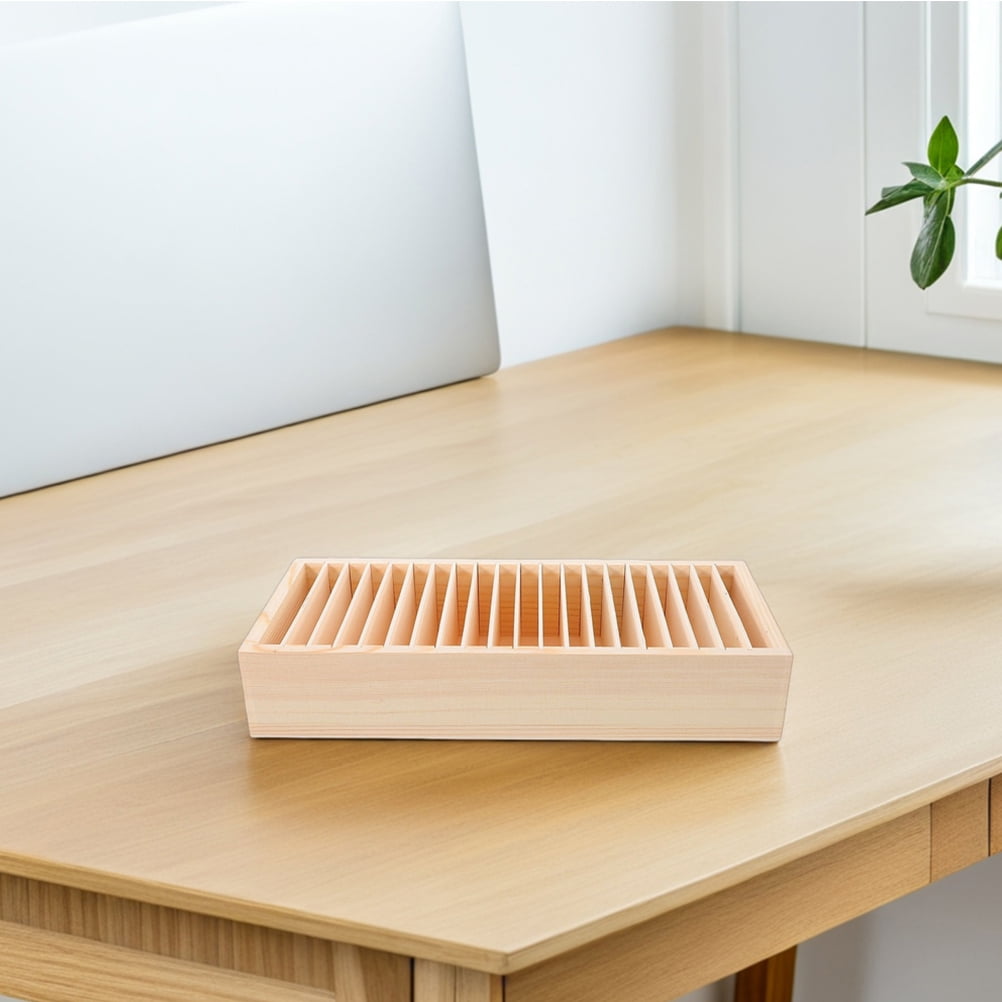 WHAMVOX 2pcs Wooden Multi-Compartment Hairpin Storage Box Detachable ...