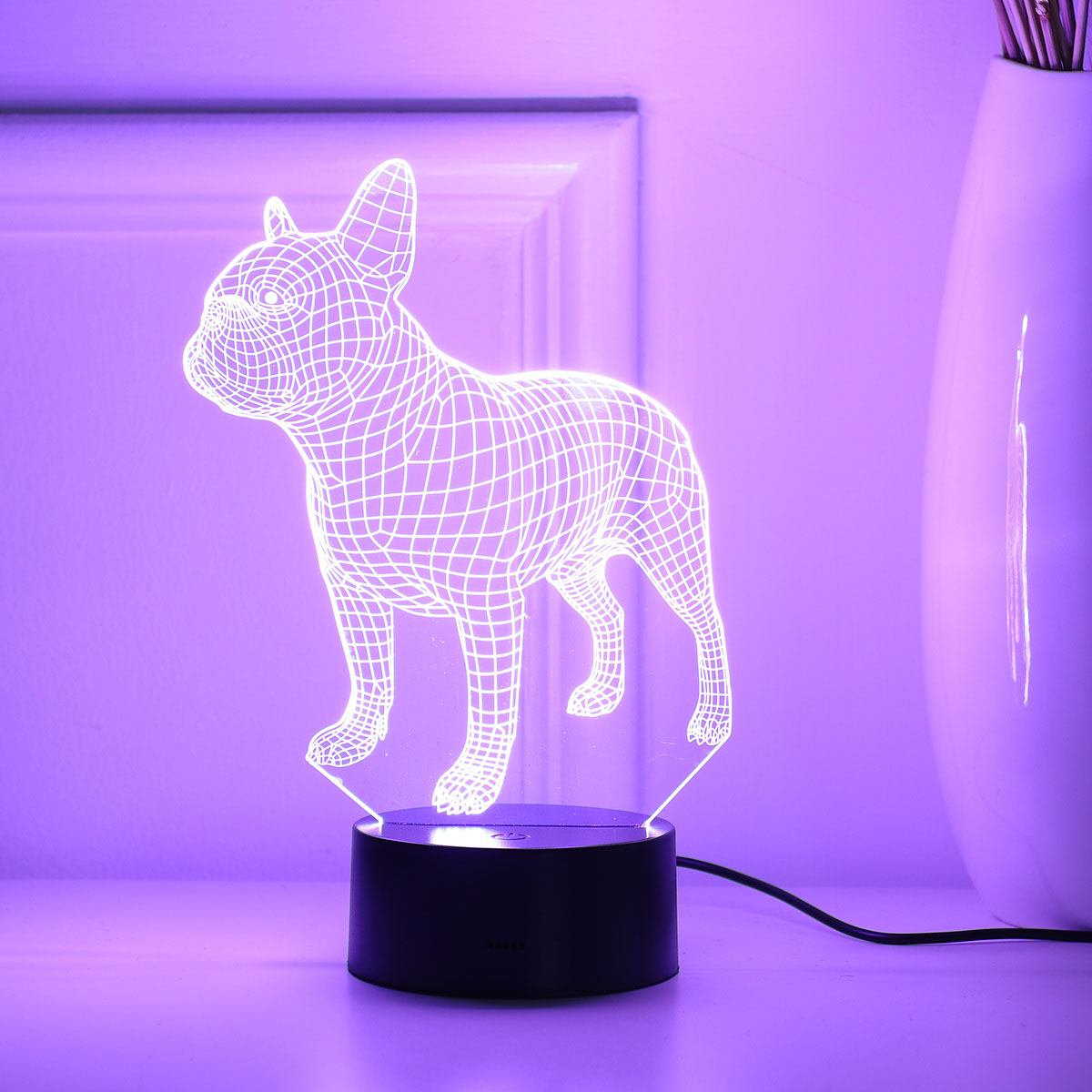 WHAMVOX 3 D 3D Bulldog Table Light Stylish Lamp Colorful Changing ...