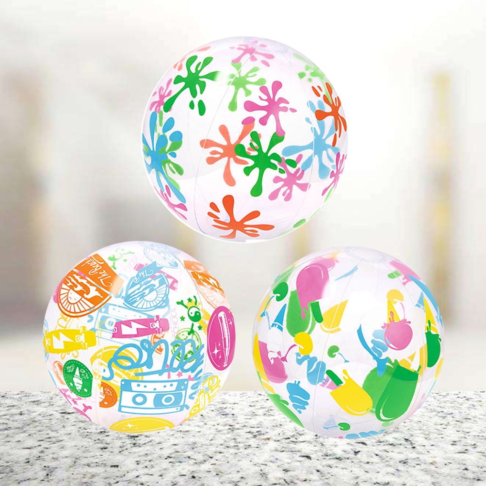 WHAMVOX 3 Pcs 35x35cm Sea Creature Clear Beach Ball Inflatable Colorful ...