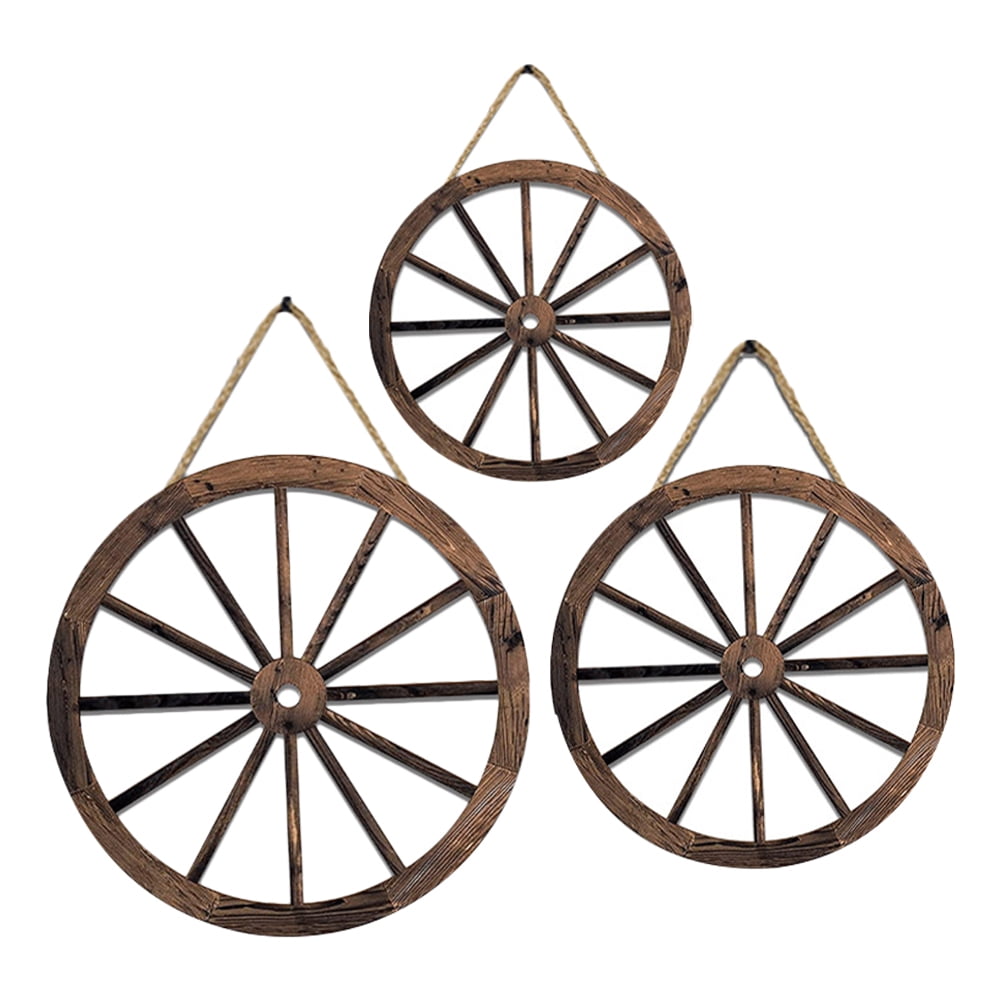 WHAMVOX 3 Pcs Country Decor Solid Wood Wheel Pendant Office - Walmart.com