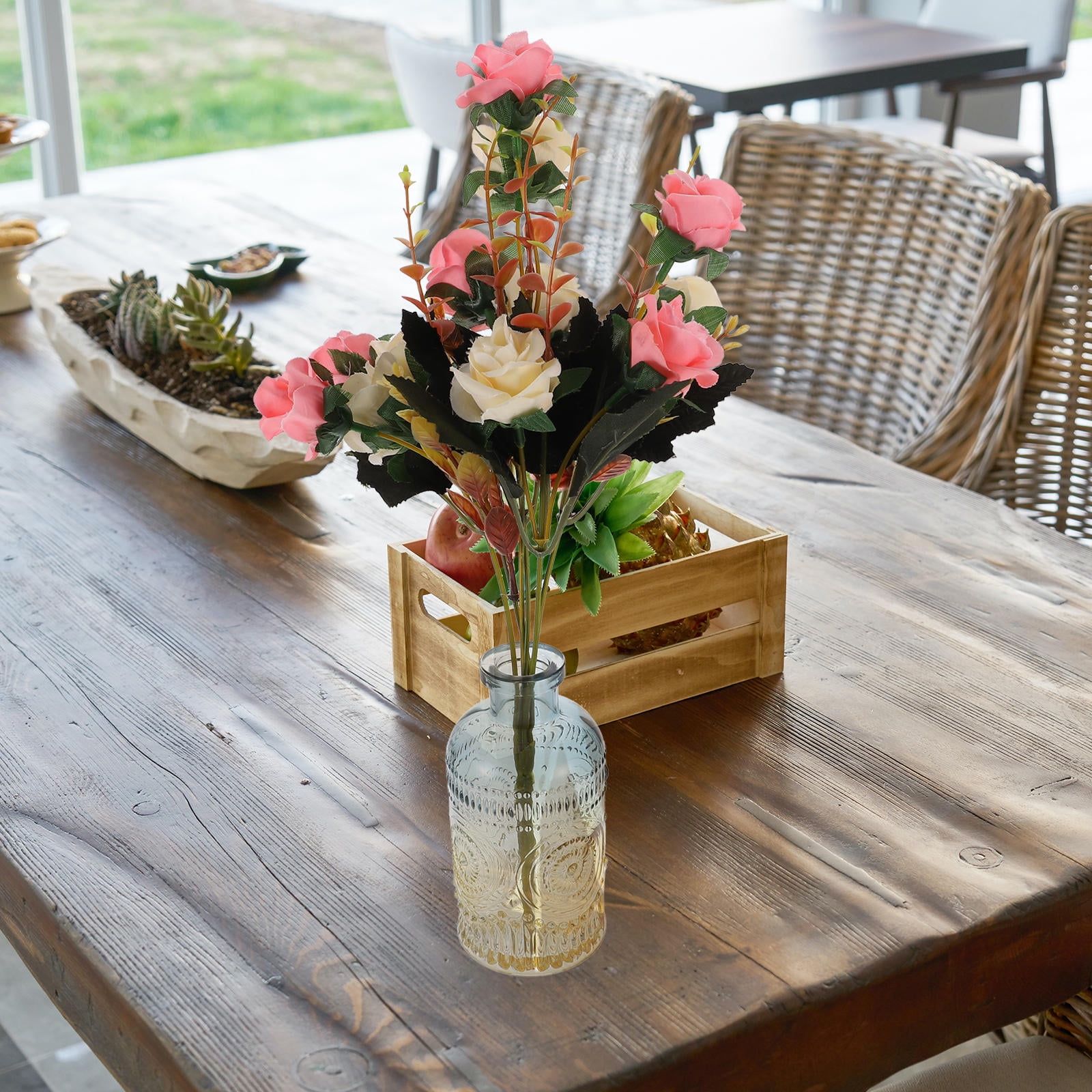 WHAMVOX 3 Pcs Embossed Glass Vase Planter Wedding Centerpieces ...