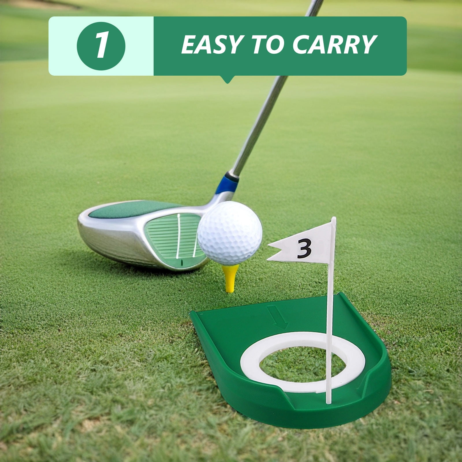 WHAMVOX 3 Pcs Golf Putting Hole Practice Balls for Backyard Child Green ...