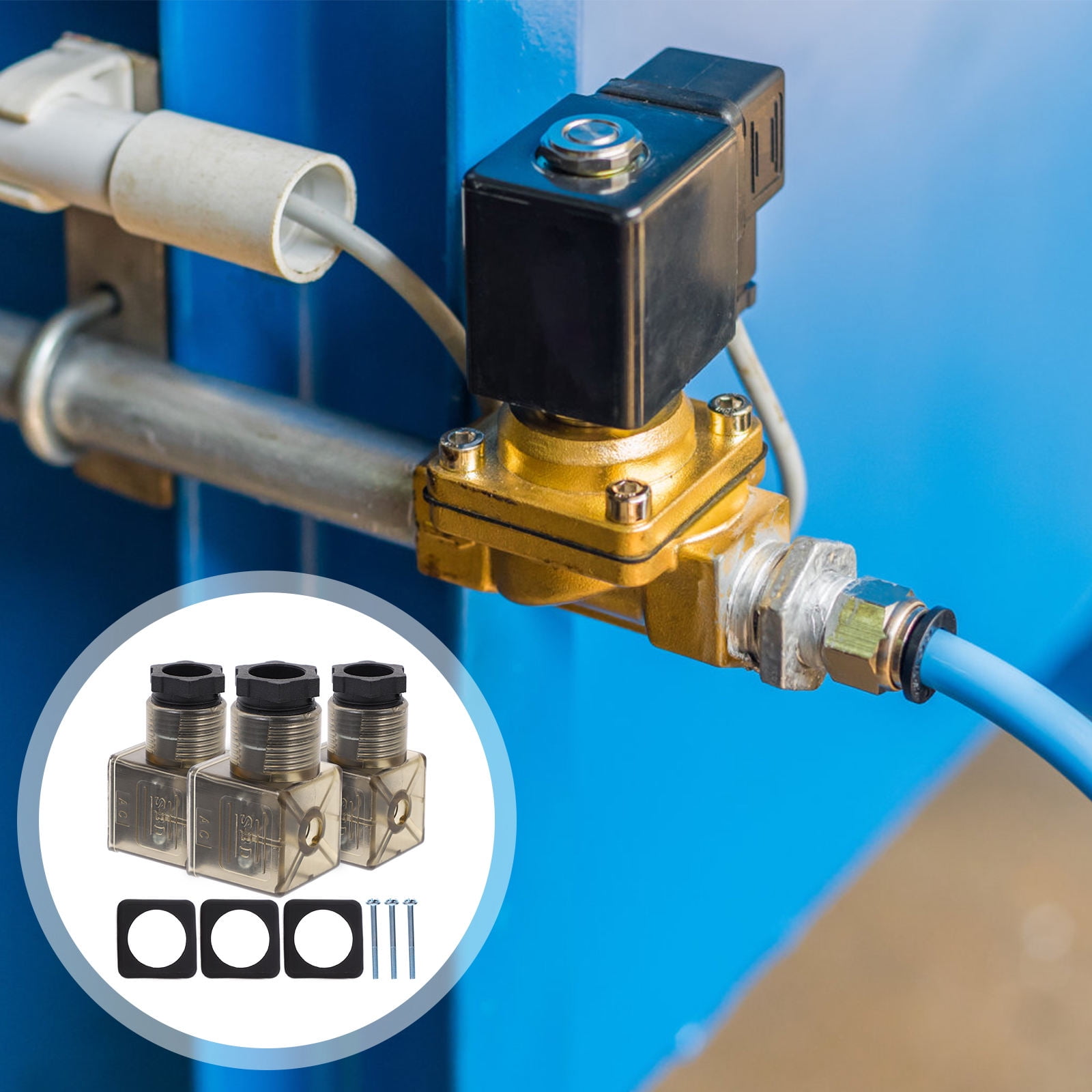 WHAMVOX 3 Pcs Prong Connector Brown Lighted Junction Box Solenoid Coil ...