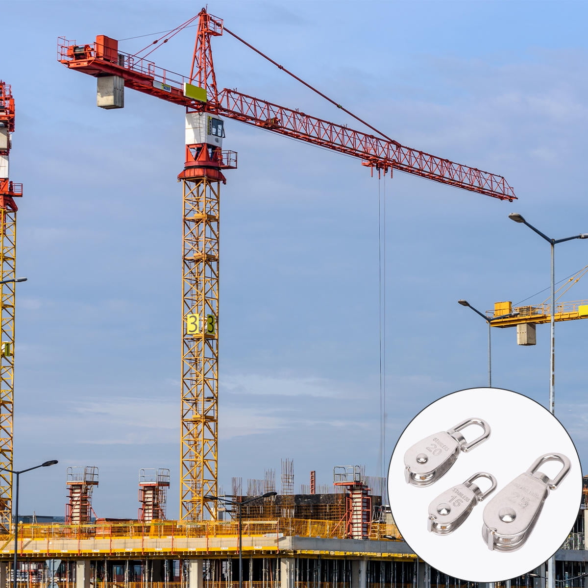 WHAMVOX 3 Pcs Sheave Wire Rope Pulley Hanger for Various Applications ...