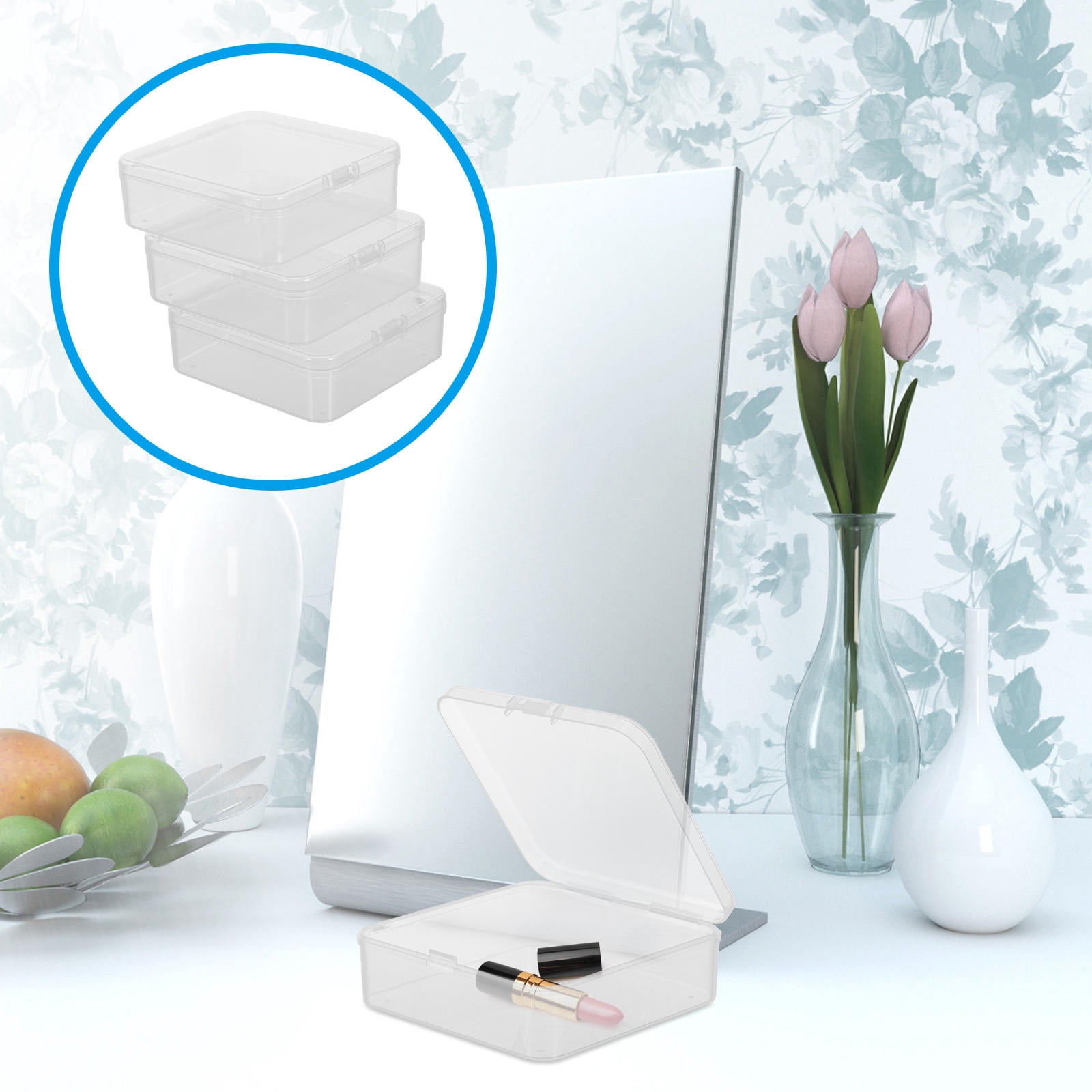 WHAMVOX 3 Pcs Stackable Clear Storage Container Plastic Box - Walmart.com