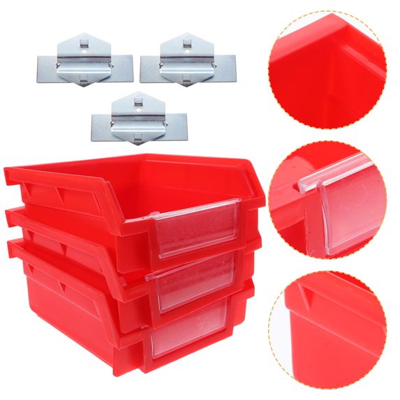 WHAMVOX 3 Pcs Stackable Shop Pegboard Bins Wall-mounted Storage Box ...