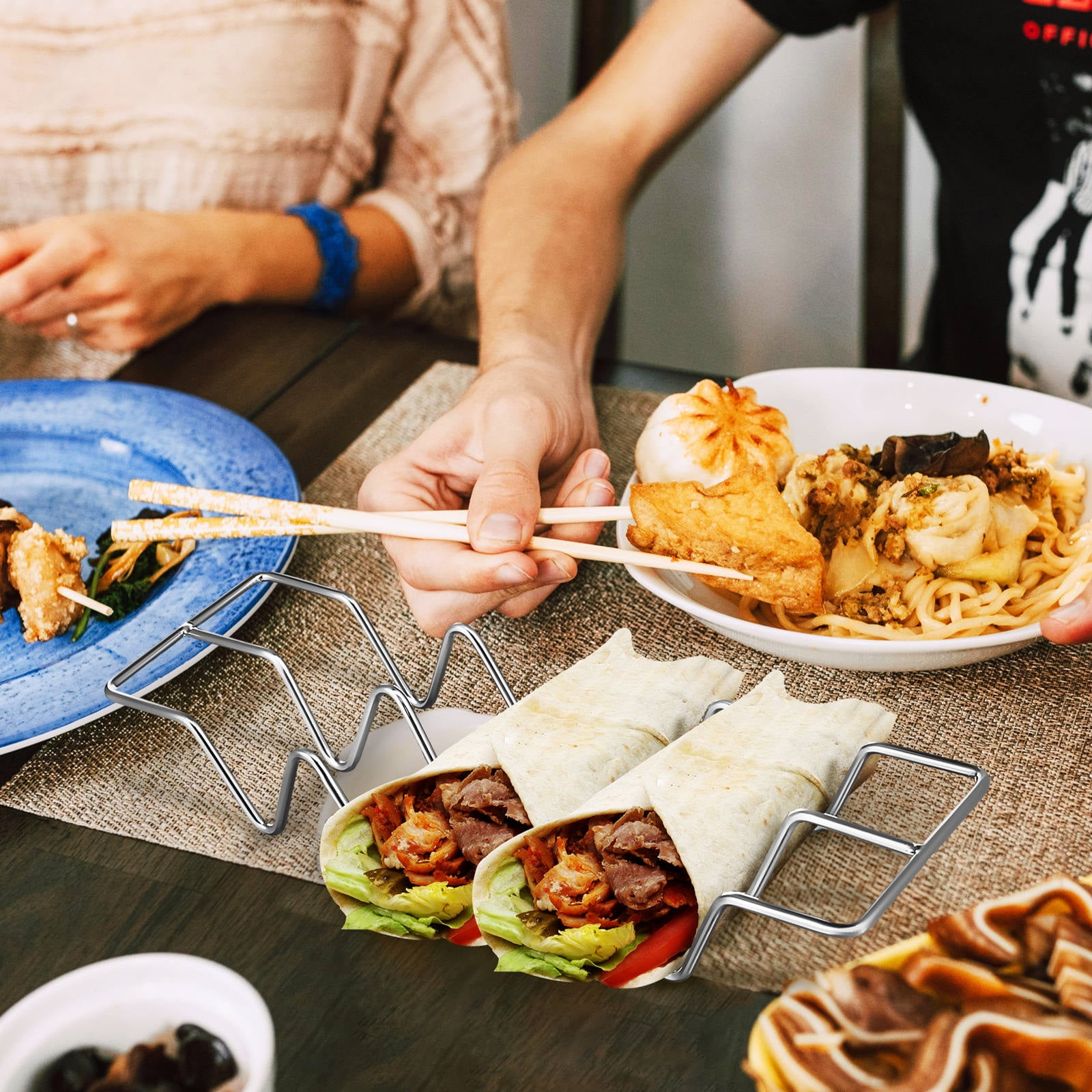 WHAMVOX 3 Pcs Taco Holder For Baking Stainless Steel Taco Rack Portable ...