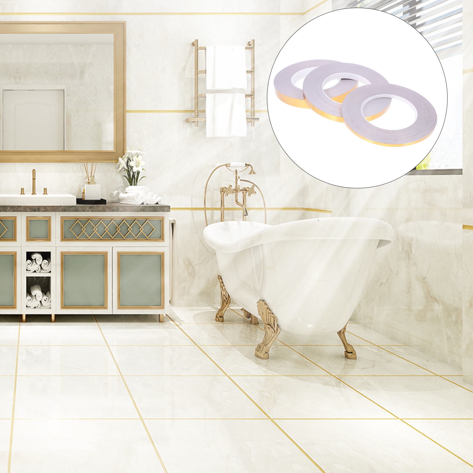 WHAMVOX 3 Rolls of Living Room Floor Tile Seam Stickers Water Proof ...