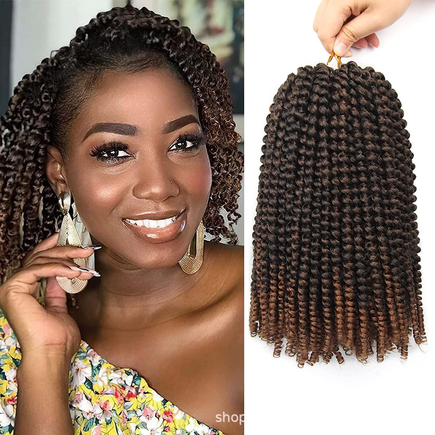 WHAMVOX 3 Sets Dreadlock Wigs Spring Twist Hair 8 Inch 90 Strands 1B/30 ...