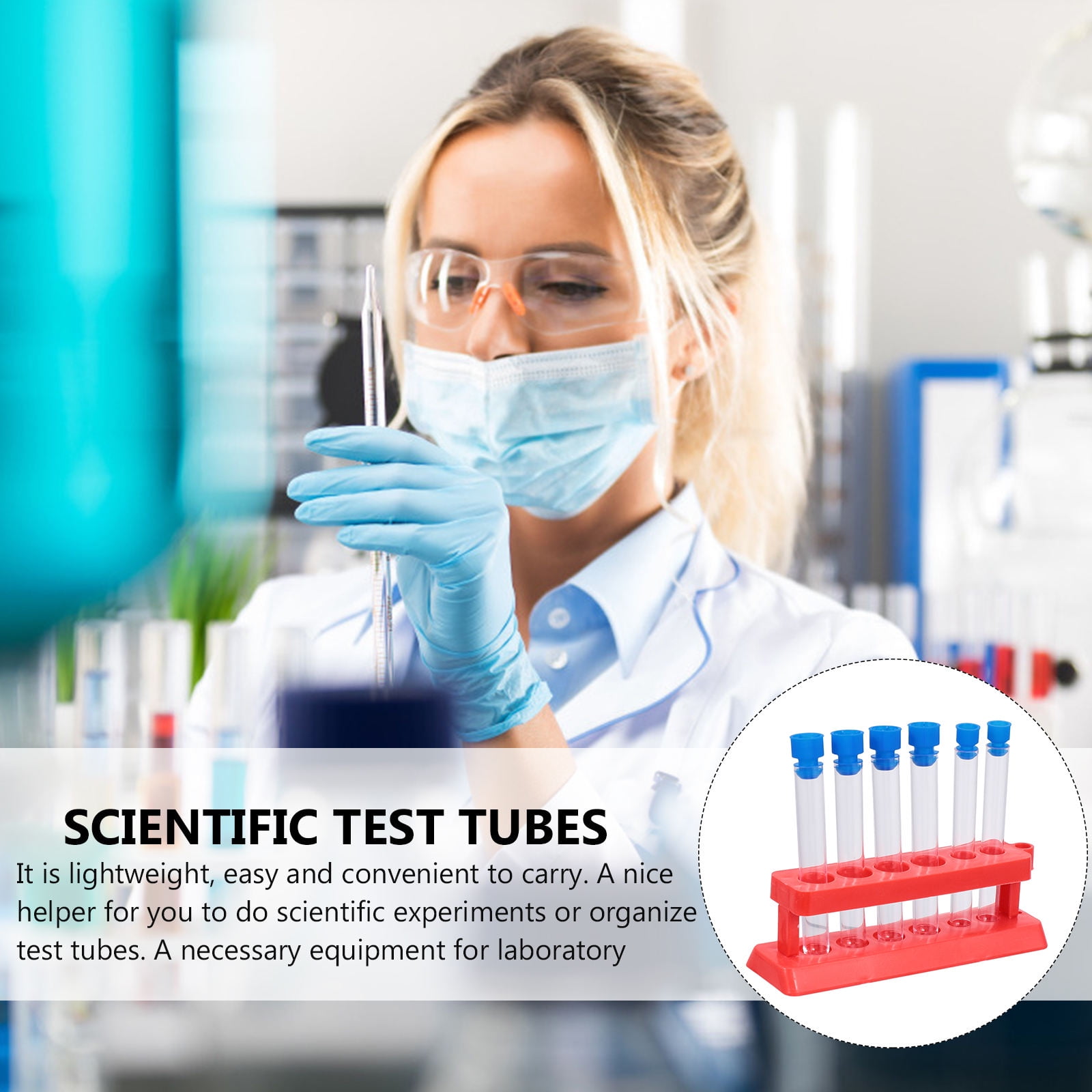 WHAMVOX 3 Sets Test Tube Rack Transparent Vial Science Tubes with Stand ...