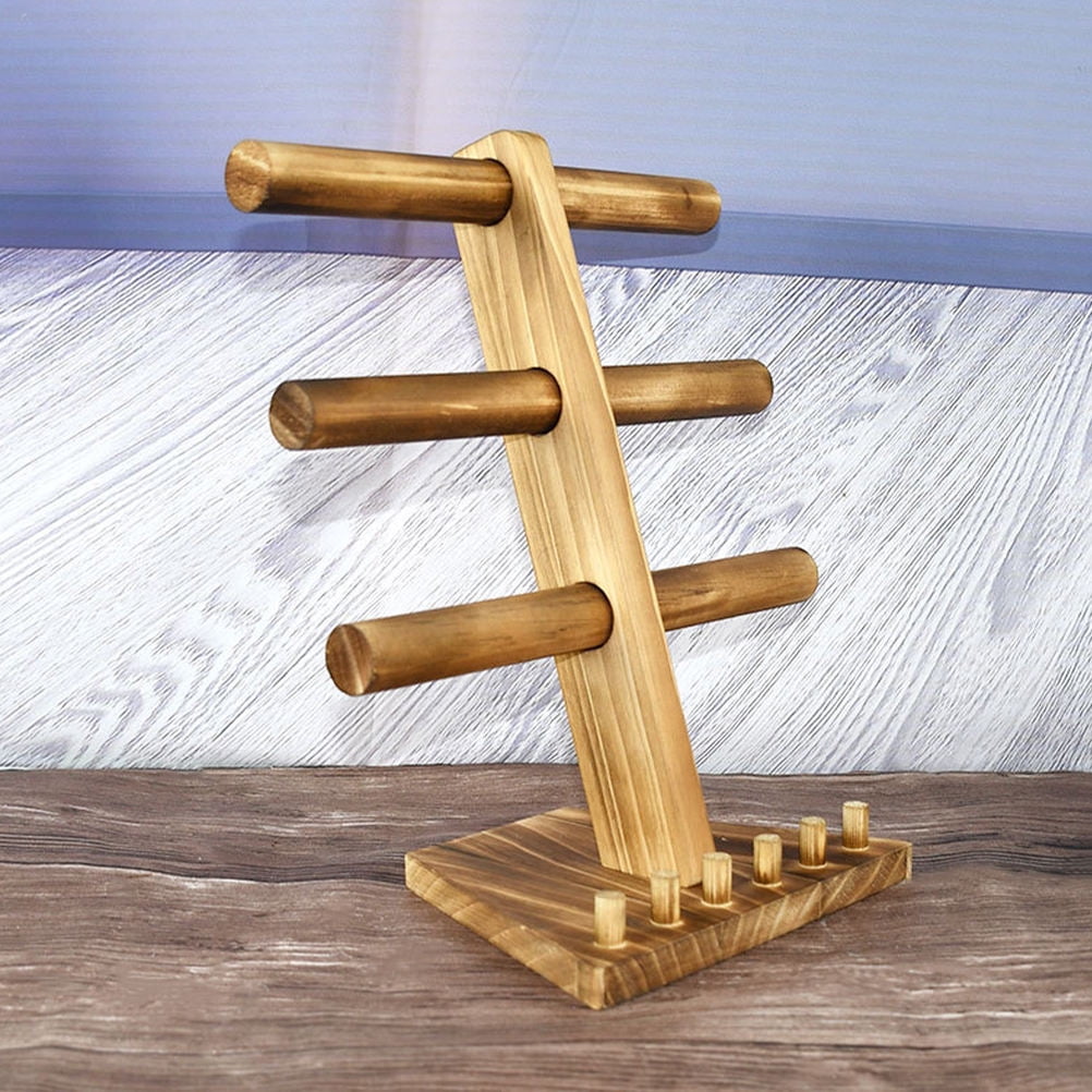 WHAMVOX 3 Tier Bangle Rack for Jewelry Display Light Brown Plastic Home ...