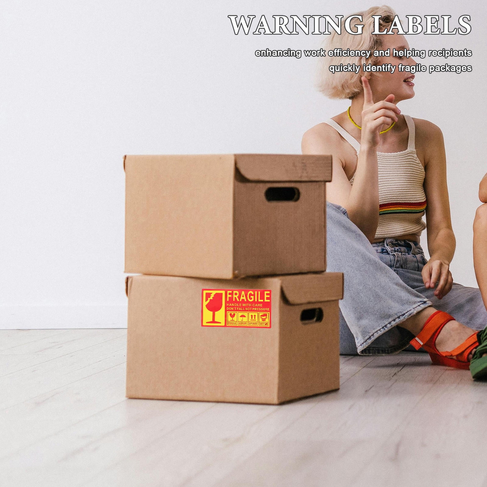 WHAMVOX 300Pcs Fragile Stickers Moving Stickers Fragile Packing Tape ...